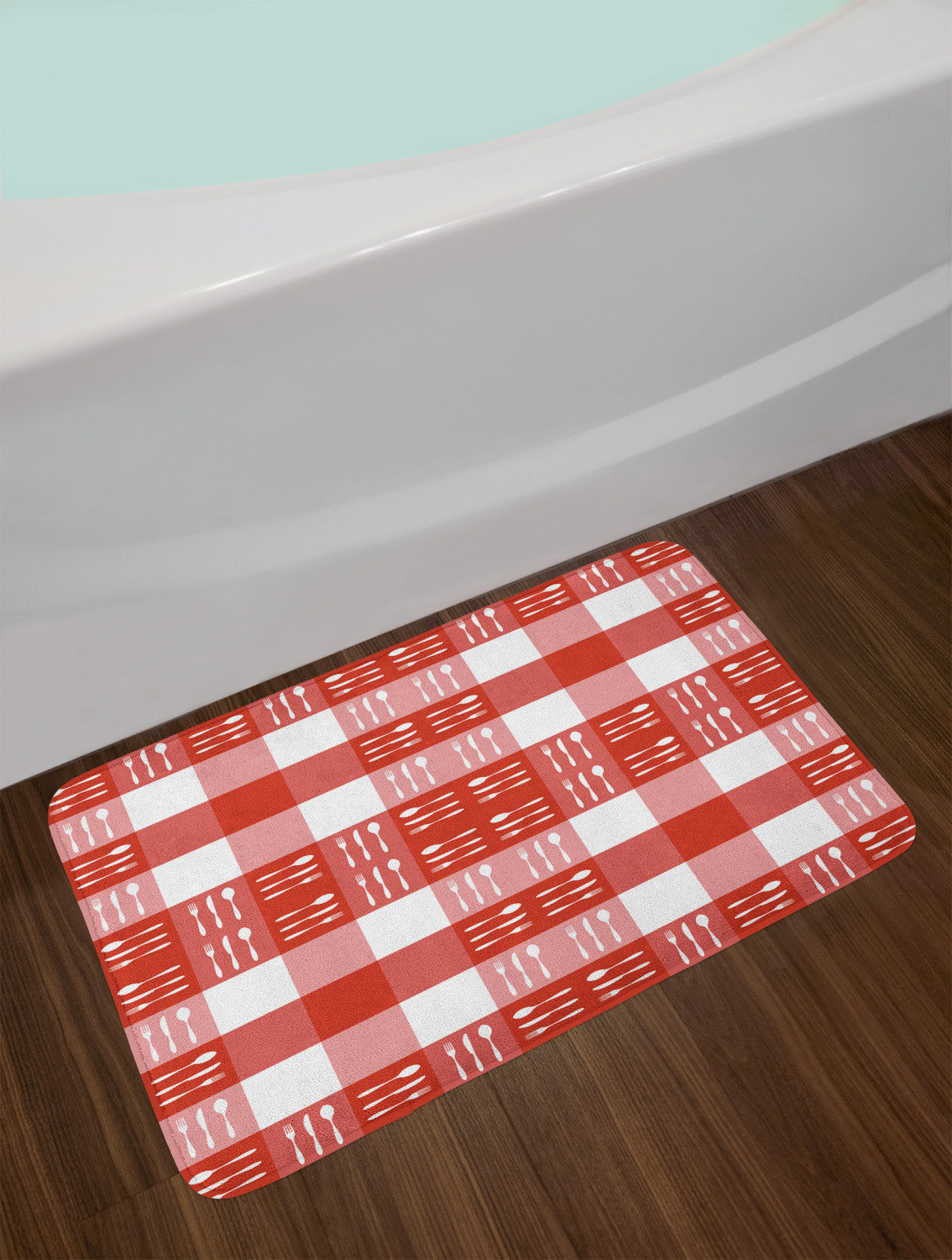 East Urban Home Cutlery Silhouettes on Squares Dining Picnic Tile ...