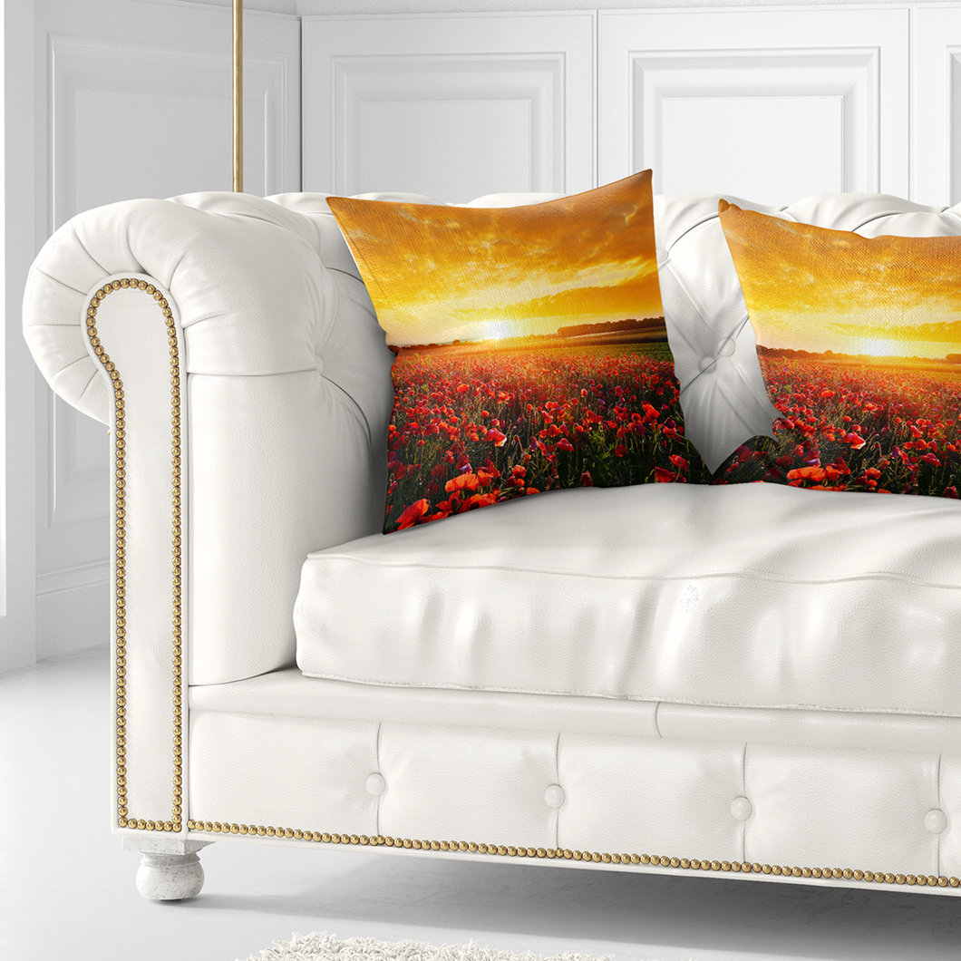 Design Art Abstract Poppy Field Under Ablaze Sunset Pillow - Wayfair Canada