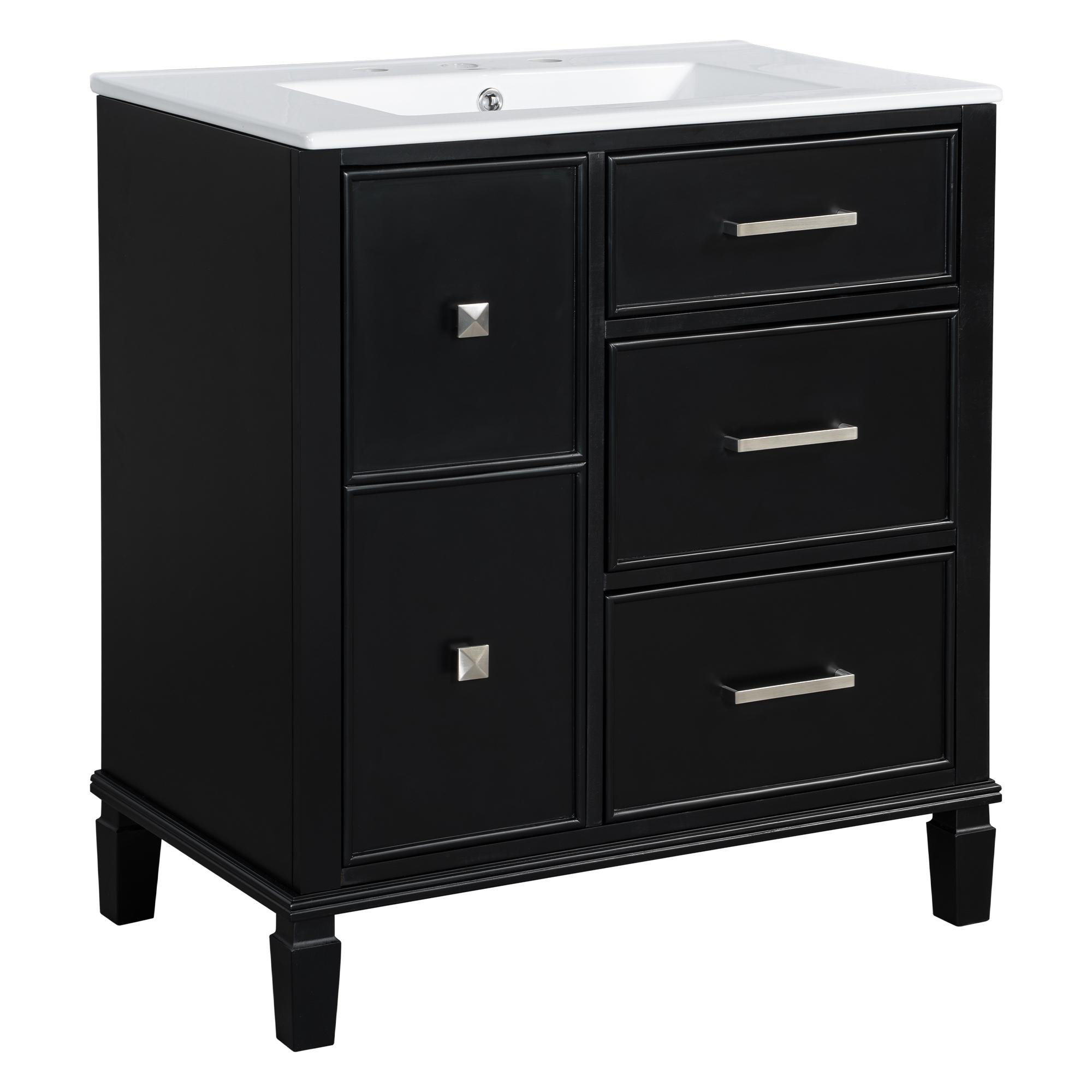 Ebern Designs 30 Inch Bathroom Vanity with Ceramic Sink, Flip-Out ...