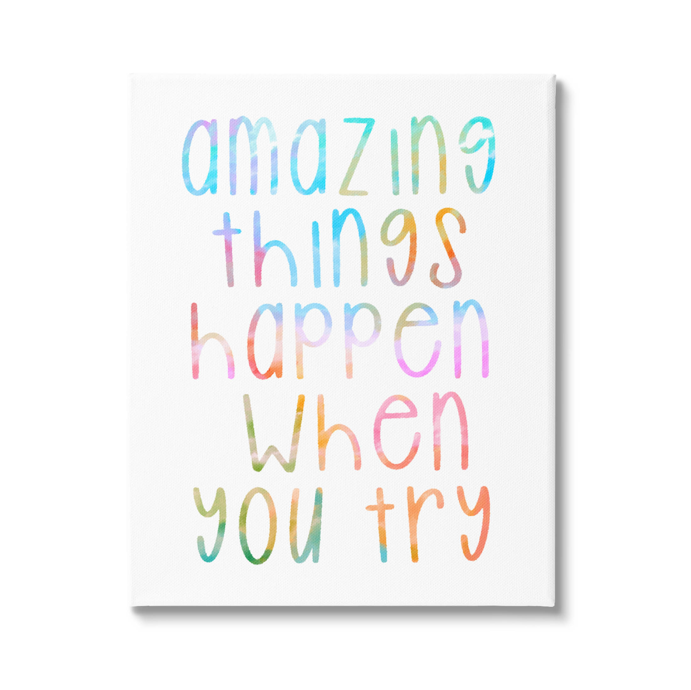 Stupell Industries Amazing Things Happen Phrase Canvas Wall Art By Lil ...
