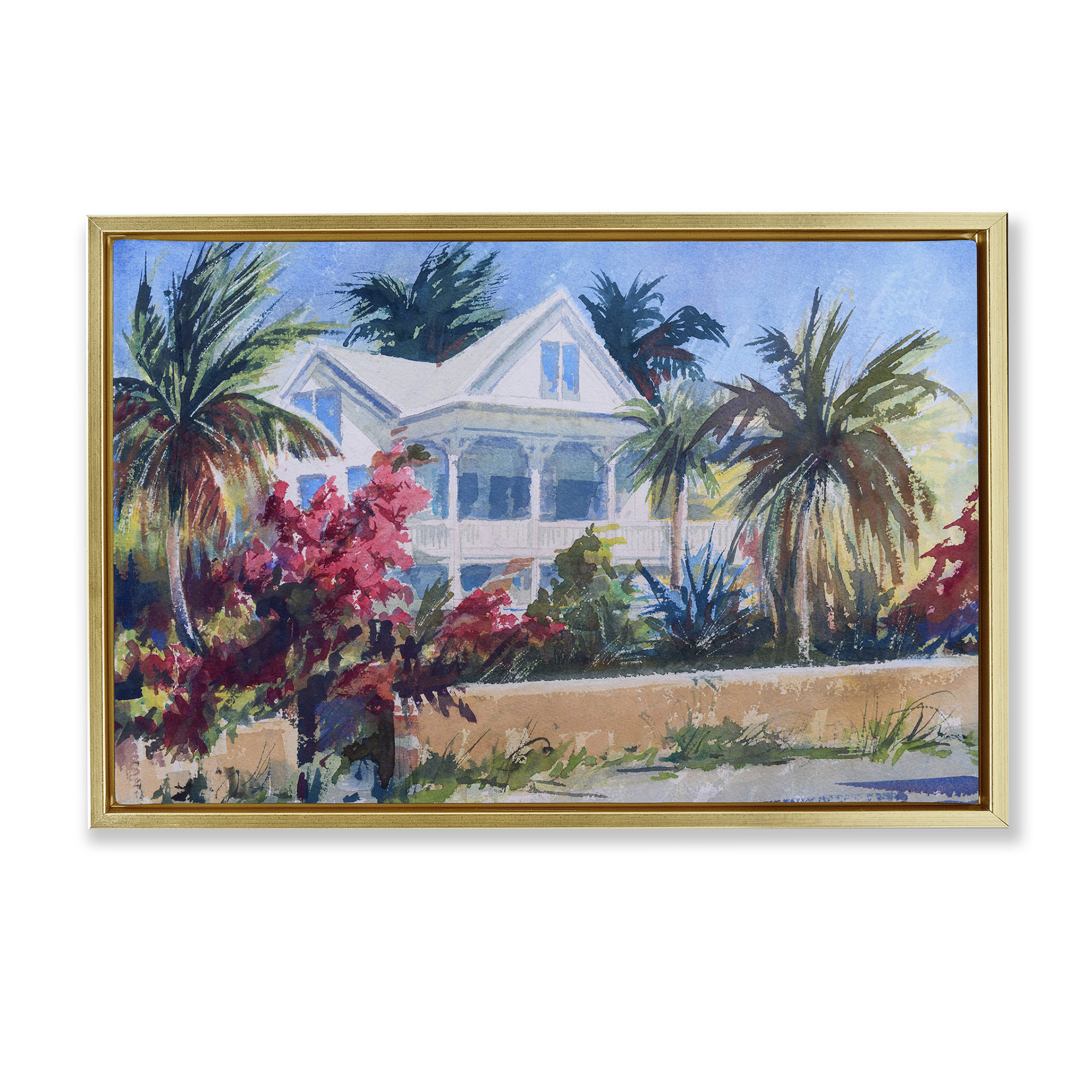 Bay Isle Home™ Palm Tree Cottage Framed Floater Canvas by Richard A ...