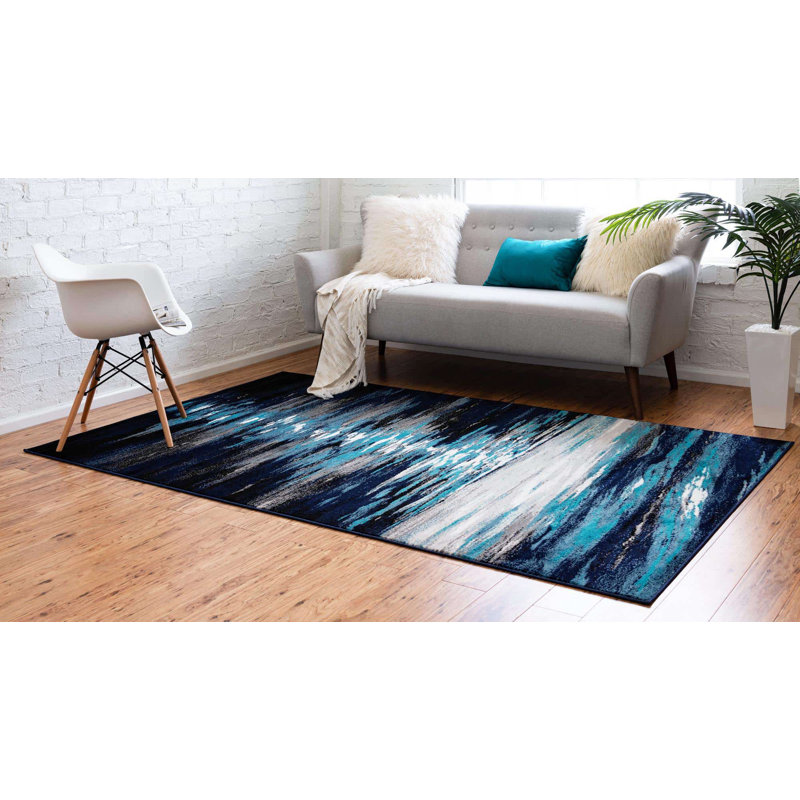 Wrought Studio Sidney Navy Blue Rug & Reviews | Wayfair