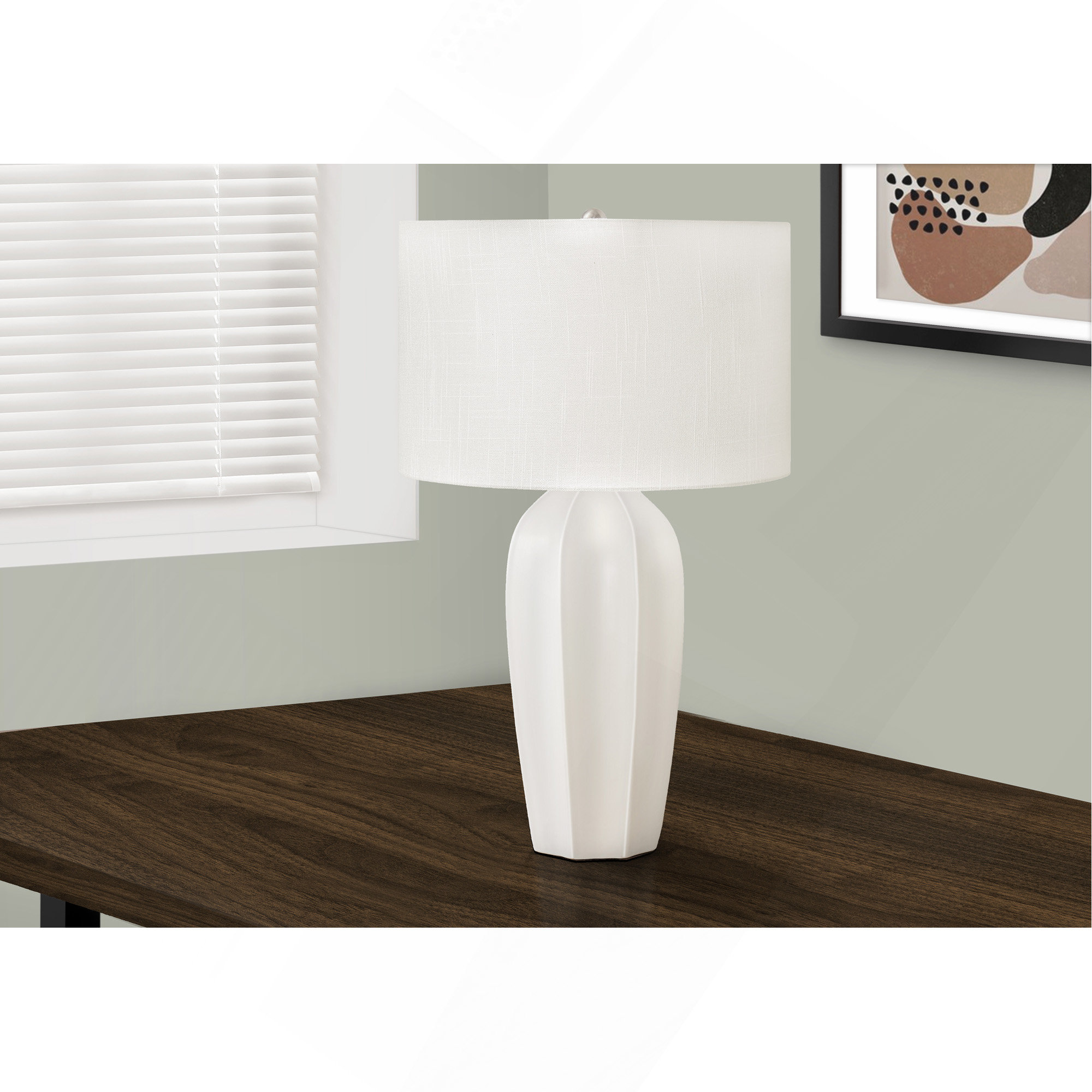Orren Ellis Lighting, Table Lamp, Cream Ceramic, Ivory / Cream Shade ...