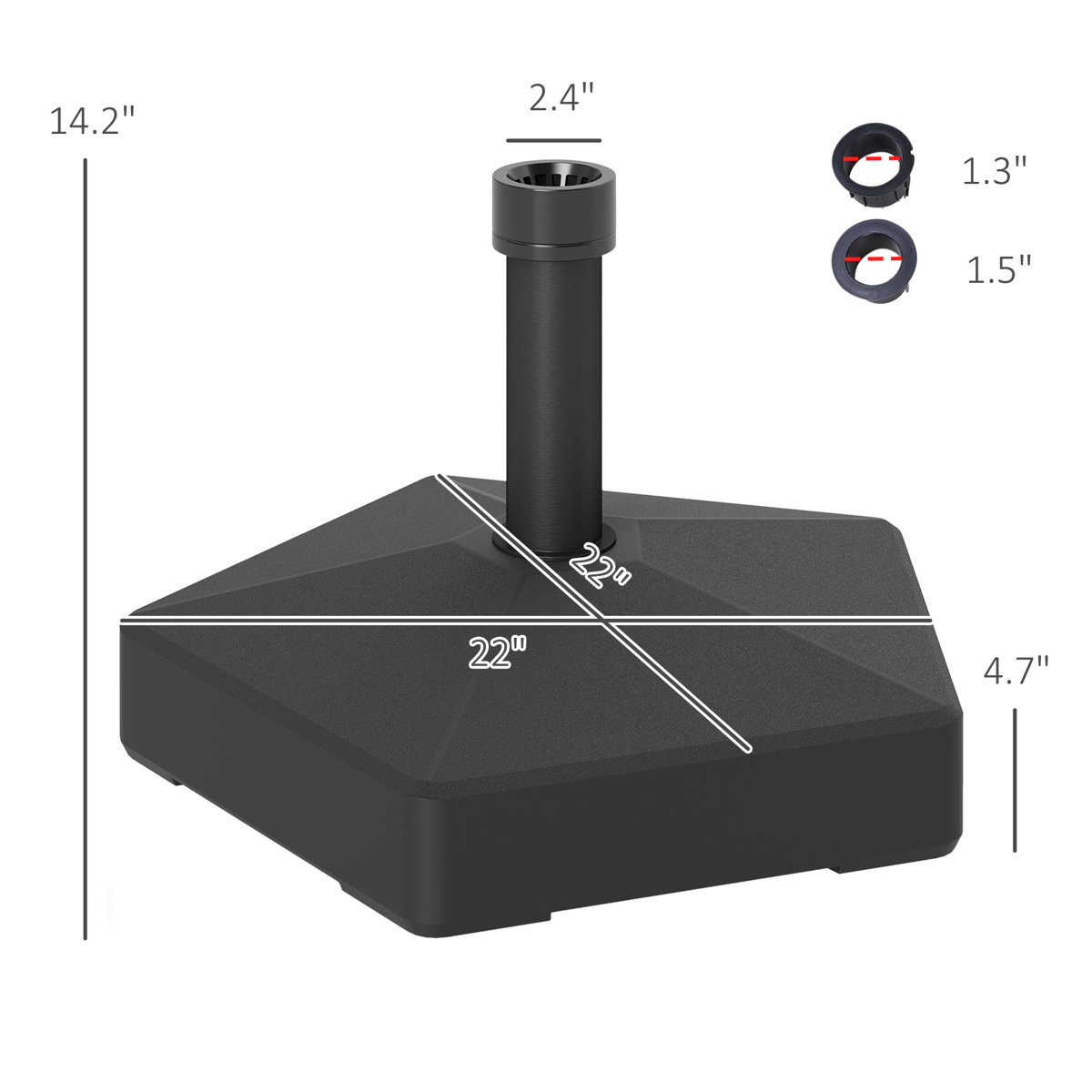 Arlmont & Co. Patio Umbrella Base Holder, Heavy Duty Outdoor Umbrella ...