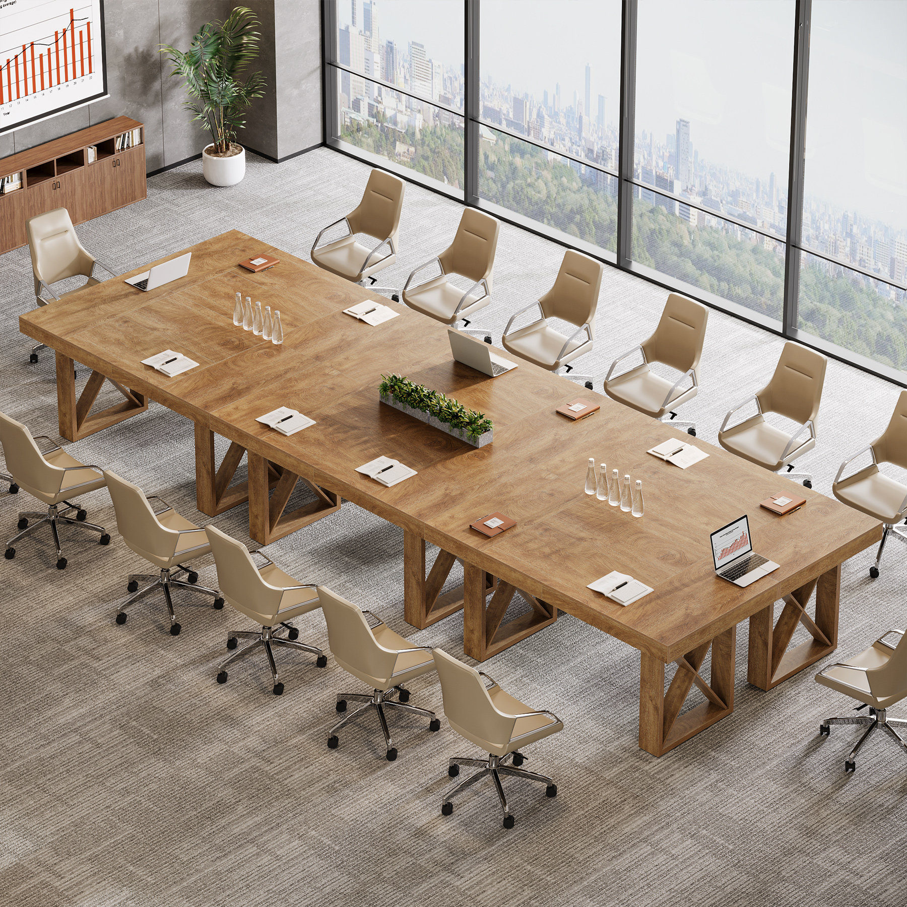 Inbox Zero 63'' Rustic Farmhouse Conference Tables, Office Meeting ...