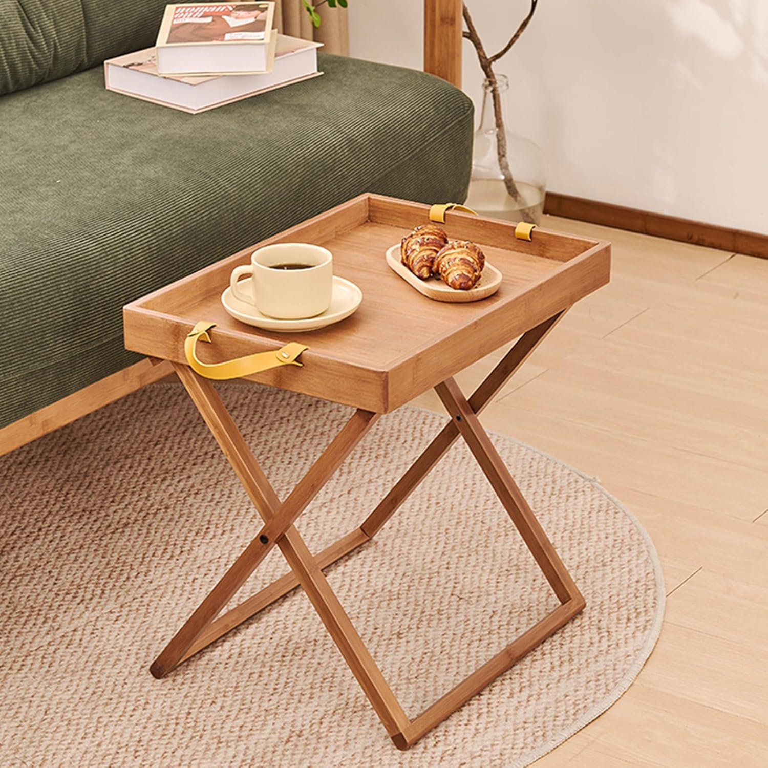 Latitude Run® Portable Side Table,Folding Bamboo Breakfast And Snack ...