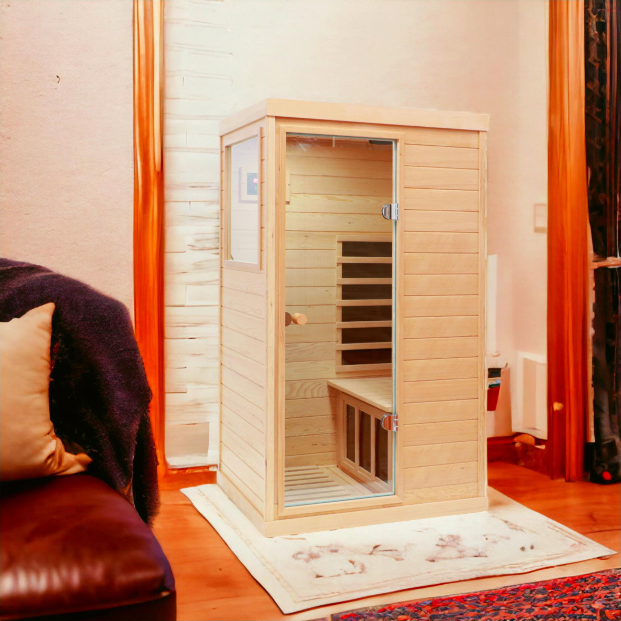 KISRAIS Mini Sauna Hemlock Left Side Door Bluetooth Compatible Far ...