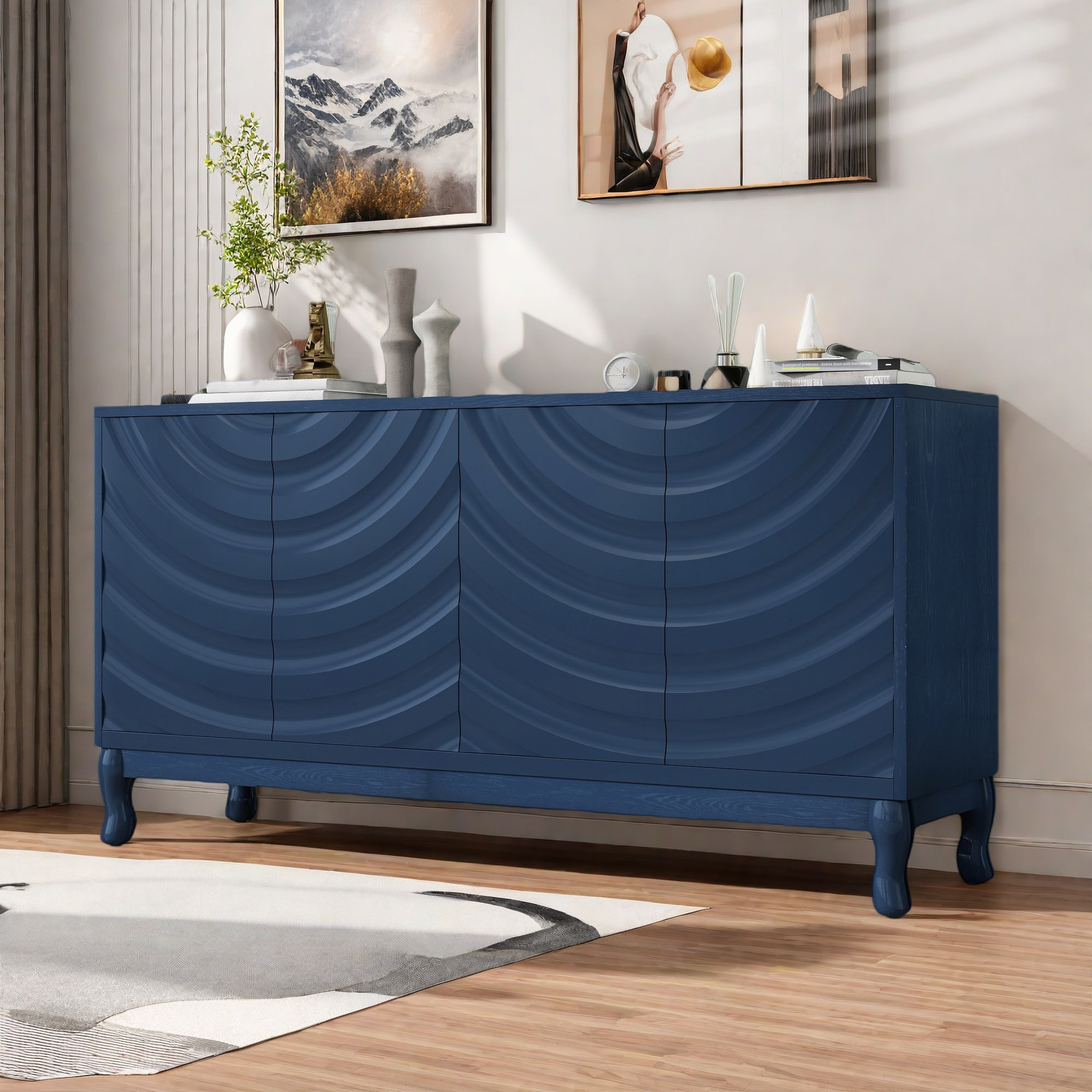 Charlton Home Elegant Four-door Sideboard With Sophisticated Wavy ...