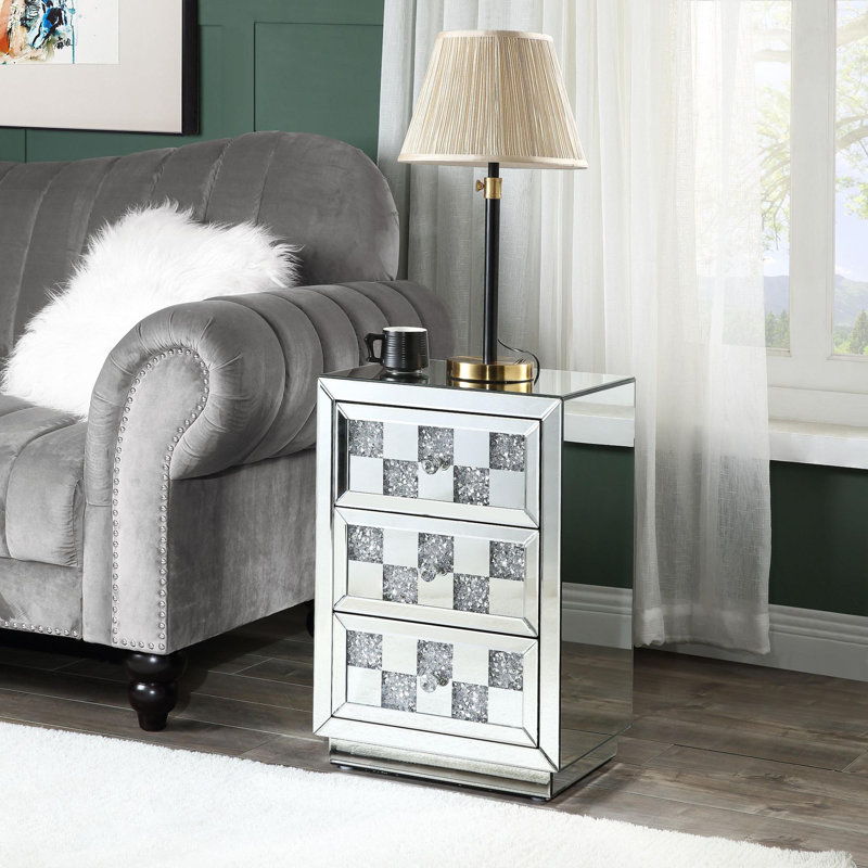 Mercer41 Noralie Mirrored and Faux Diamonds Accent Table | Wayfair
