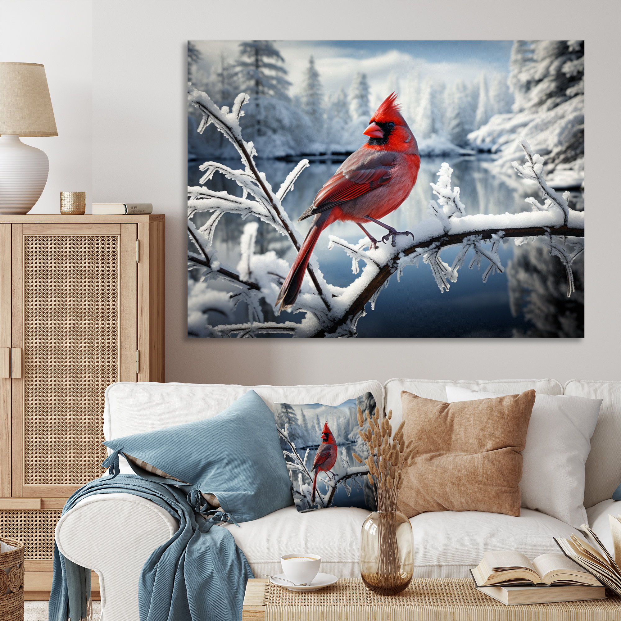 Red Barrel Studio® Canada Red Cardinal Bird Winter Wonderland V Framed ...