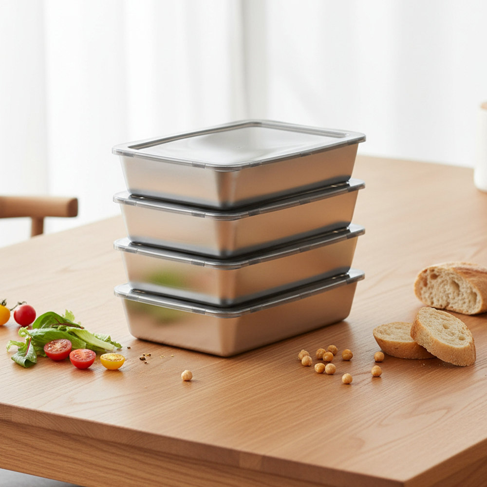 Metro Lane 4 Pcs Stainless Steel Rectangular Food Storage Containers ...