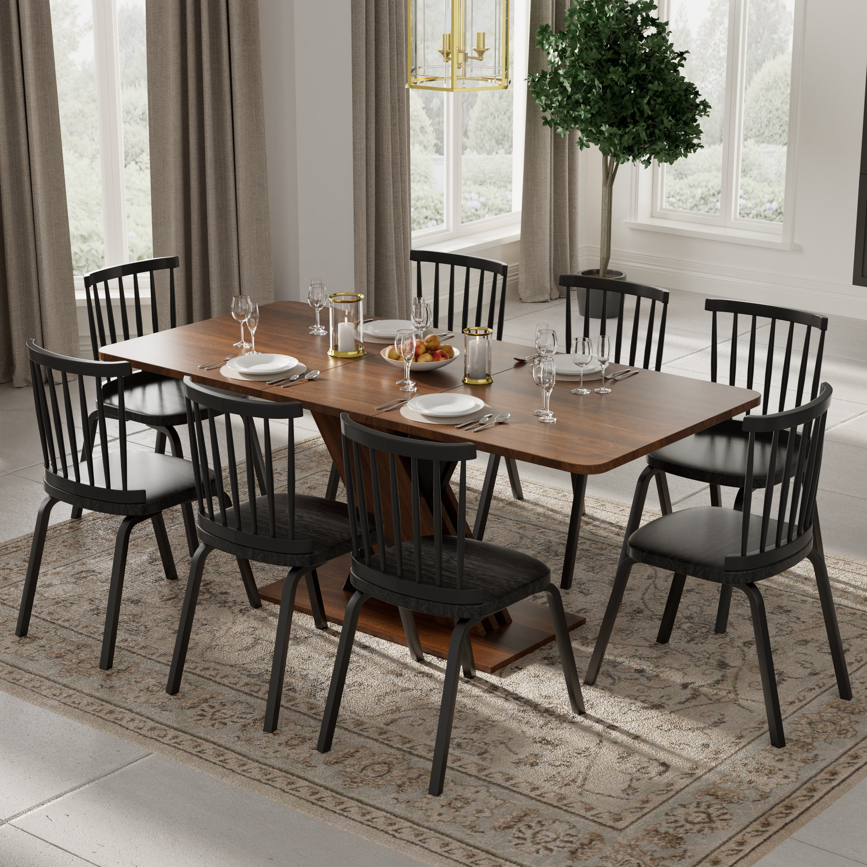 Latitude Run® Farmhouse Expandable Rectangular Dining Set with Mid ...