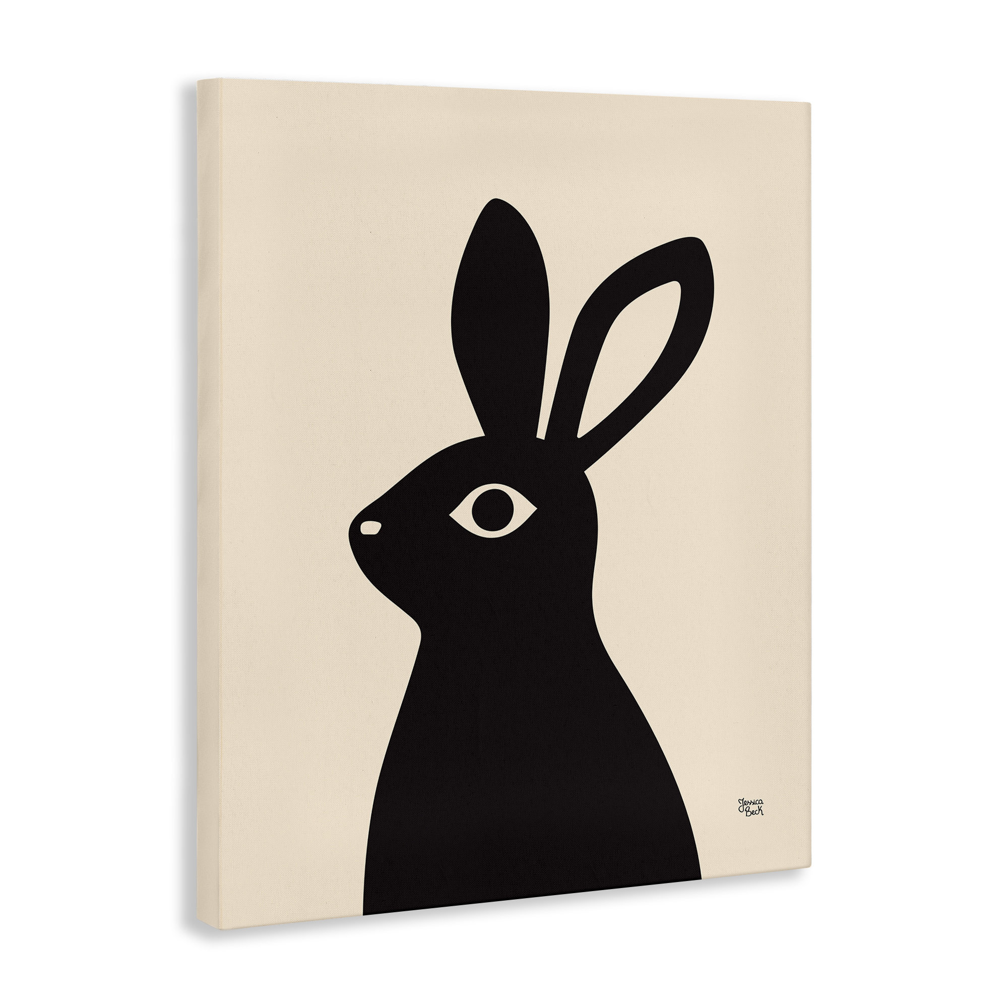 Gracie Oaks Black Bunny on Canvas Wall Art by Jessica Beck | Wayfair