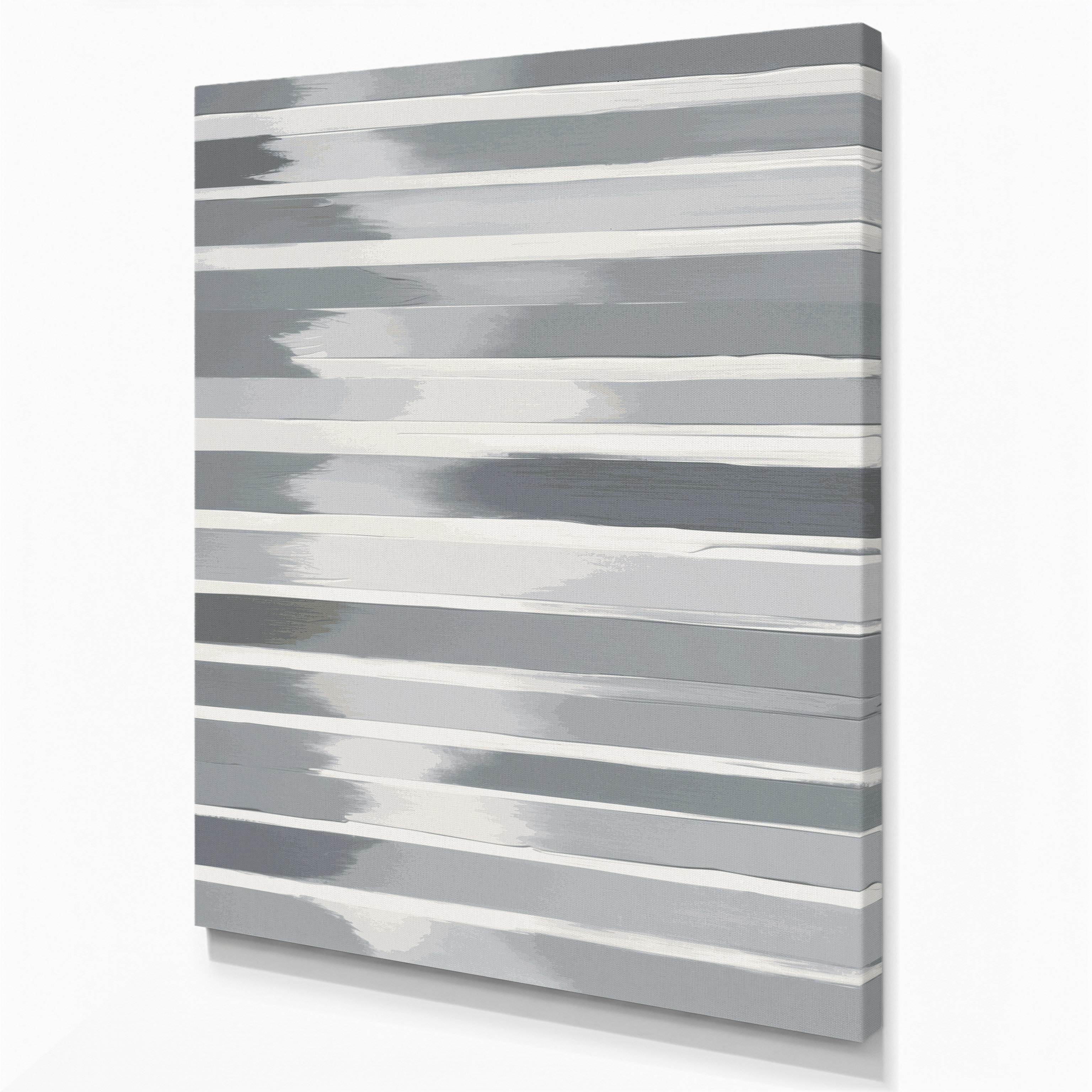 Latitude Run® DiagonalStripes Light Gray White Gray Canvas Wall Art ...
