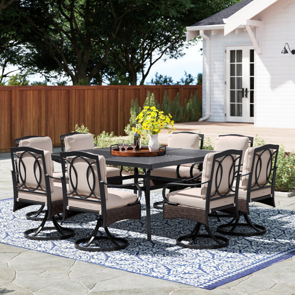 Lark Manor Argyri 8 - Person Square Outdoor Patio Dining Set with 8 ...