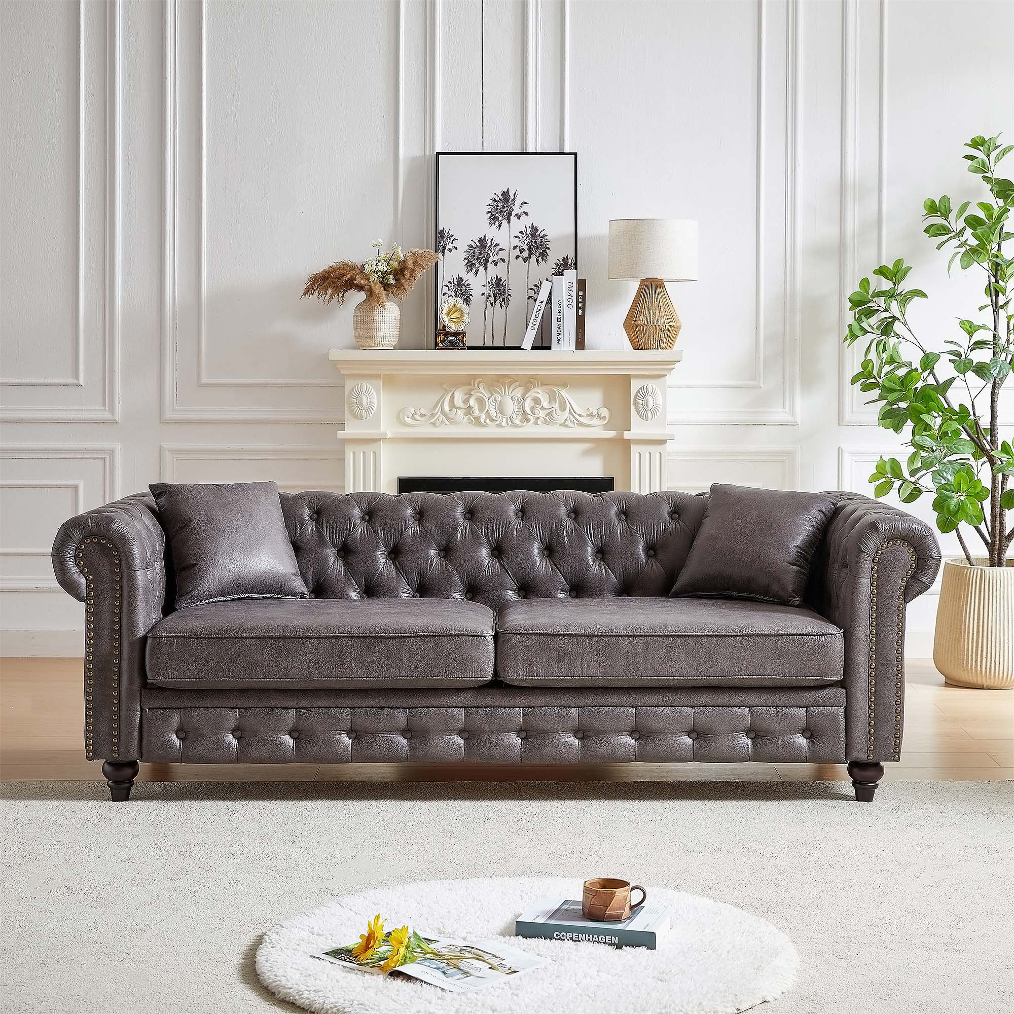 Alcott Hill® Comfortable 3-Seater Chesterfield Sofa with Advanced Materials for Various Rooms ...