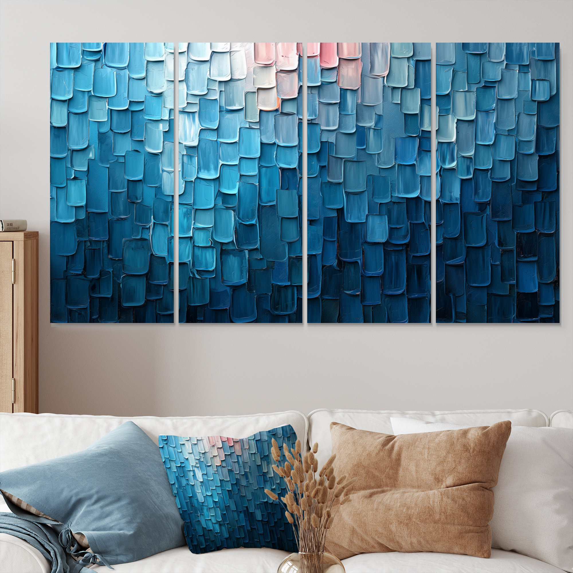 Orren Ellis Drip Paint Of Blue Cubic Matrix I - Drip Painting Wall Art ...