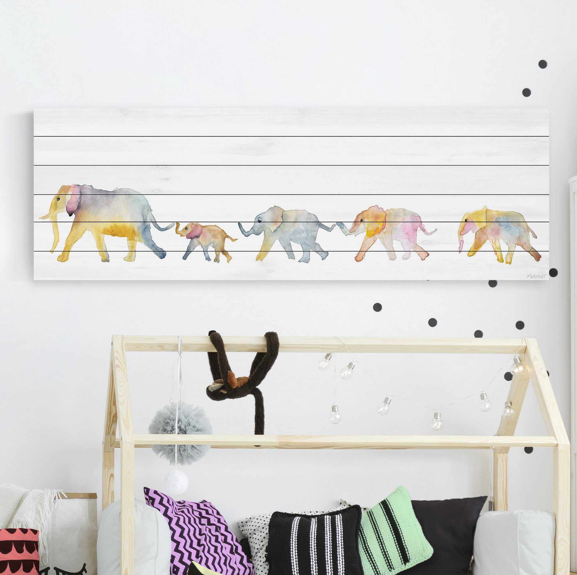 Indigo Safari Aiyana Taking the Lead Print on White Wood | Wayfair