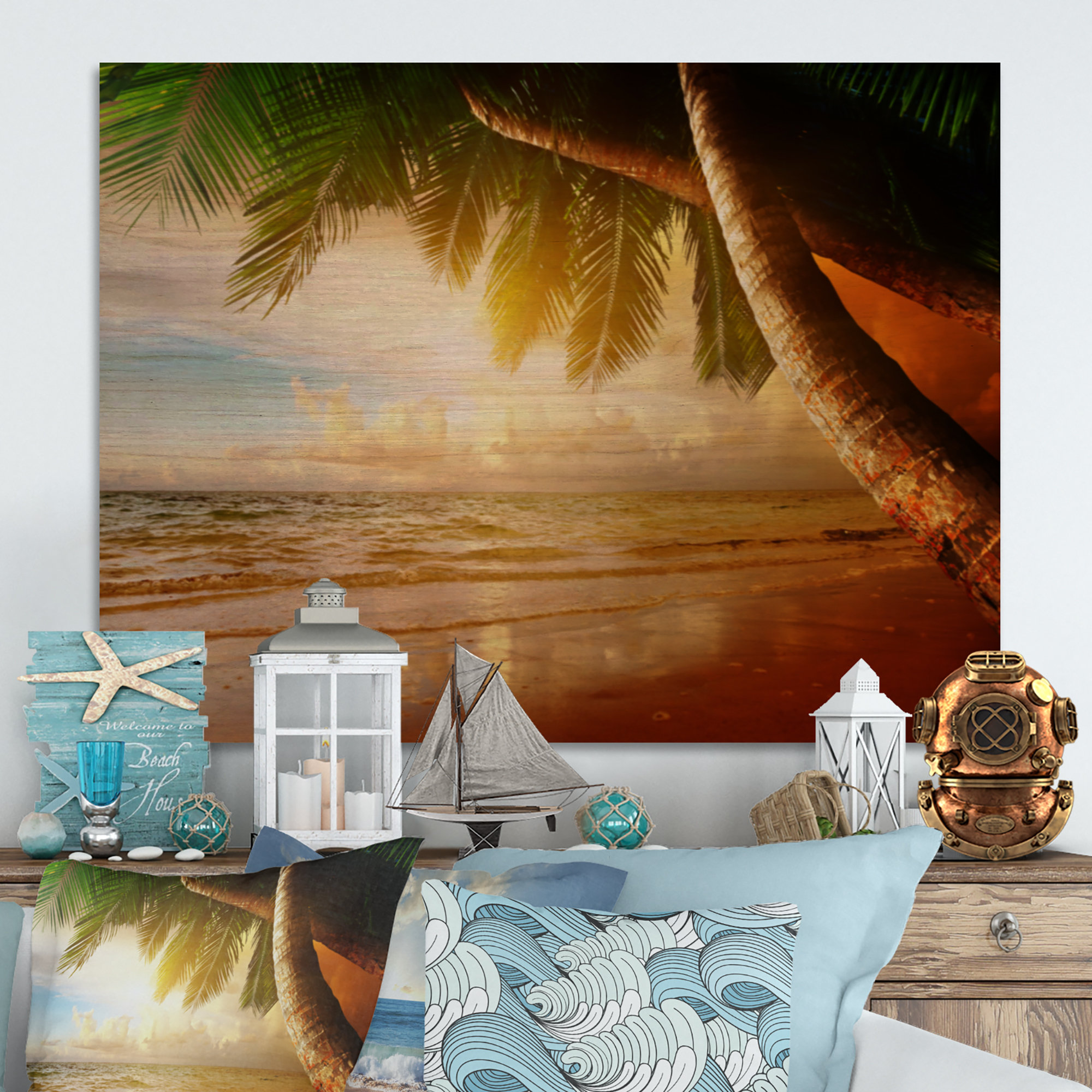 Bay Isle Home™ Caribbean Beach Sunrise - Tropical Wood Wall Art ...
