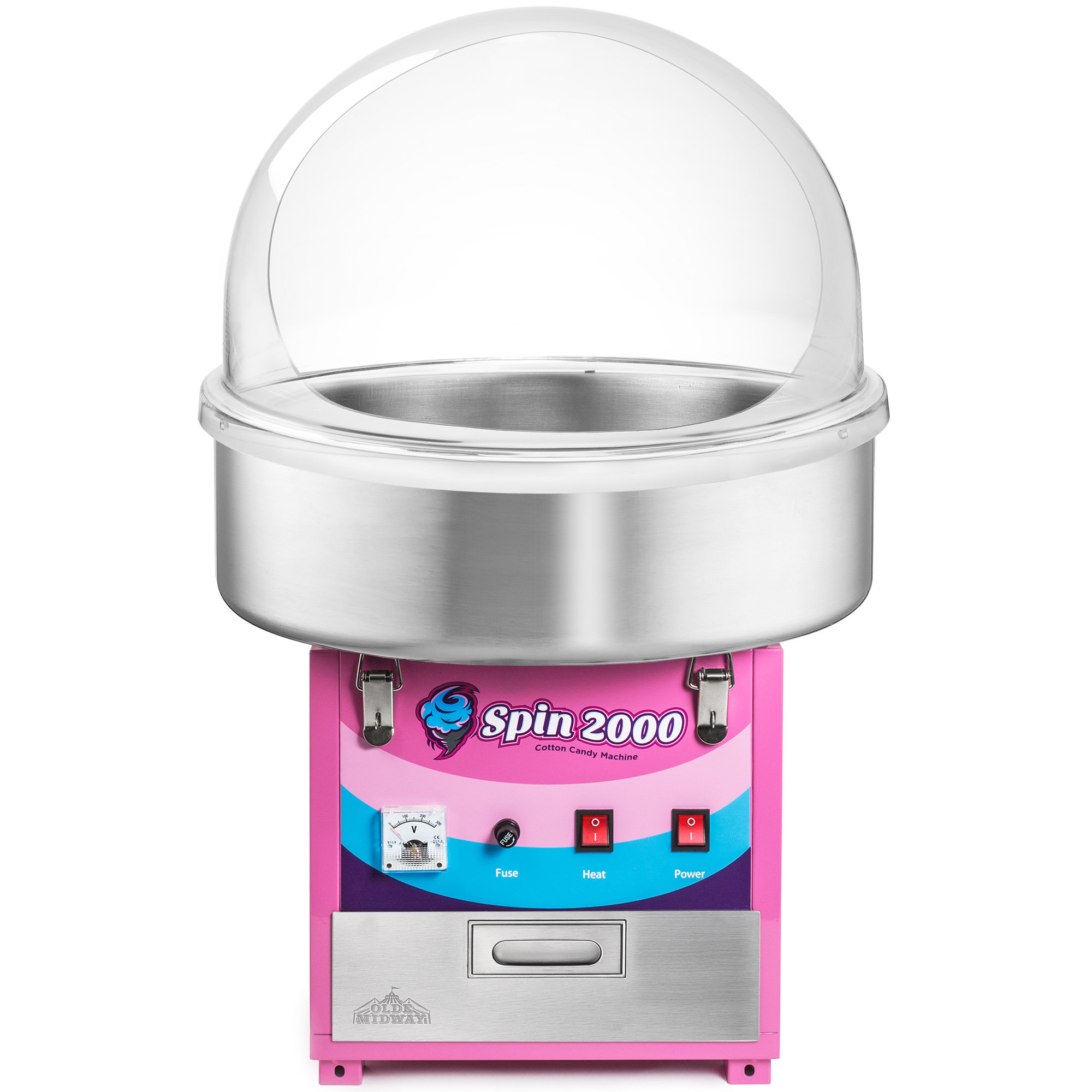 Olde Midway Cotton Candy Machine & Electric Candy Floss Maker W Shield (SPIN 2000) | Wayfair
