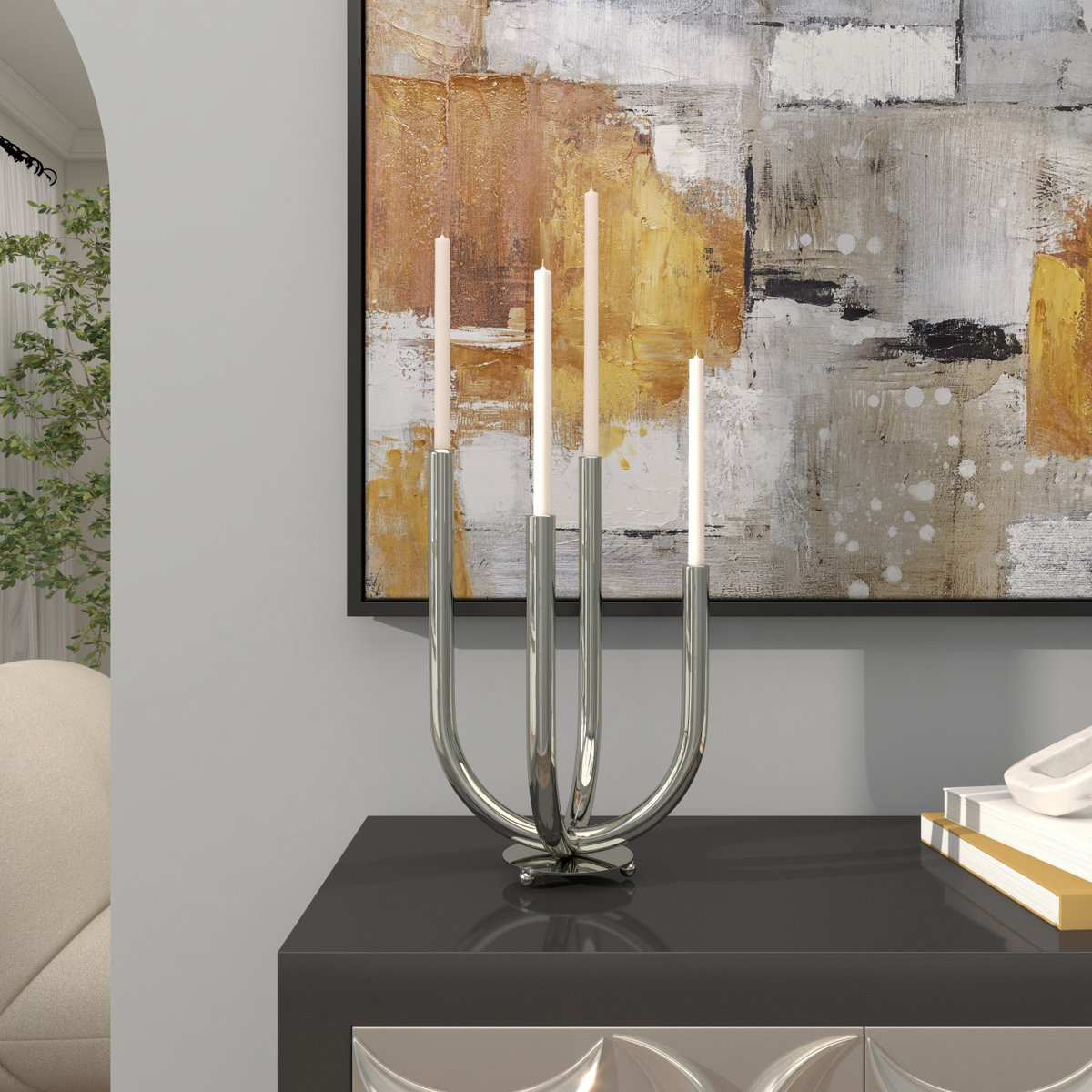 AllModern Bianca Stainless Steel Tabletop Candelabra & Reviews | Joss ...