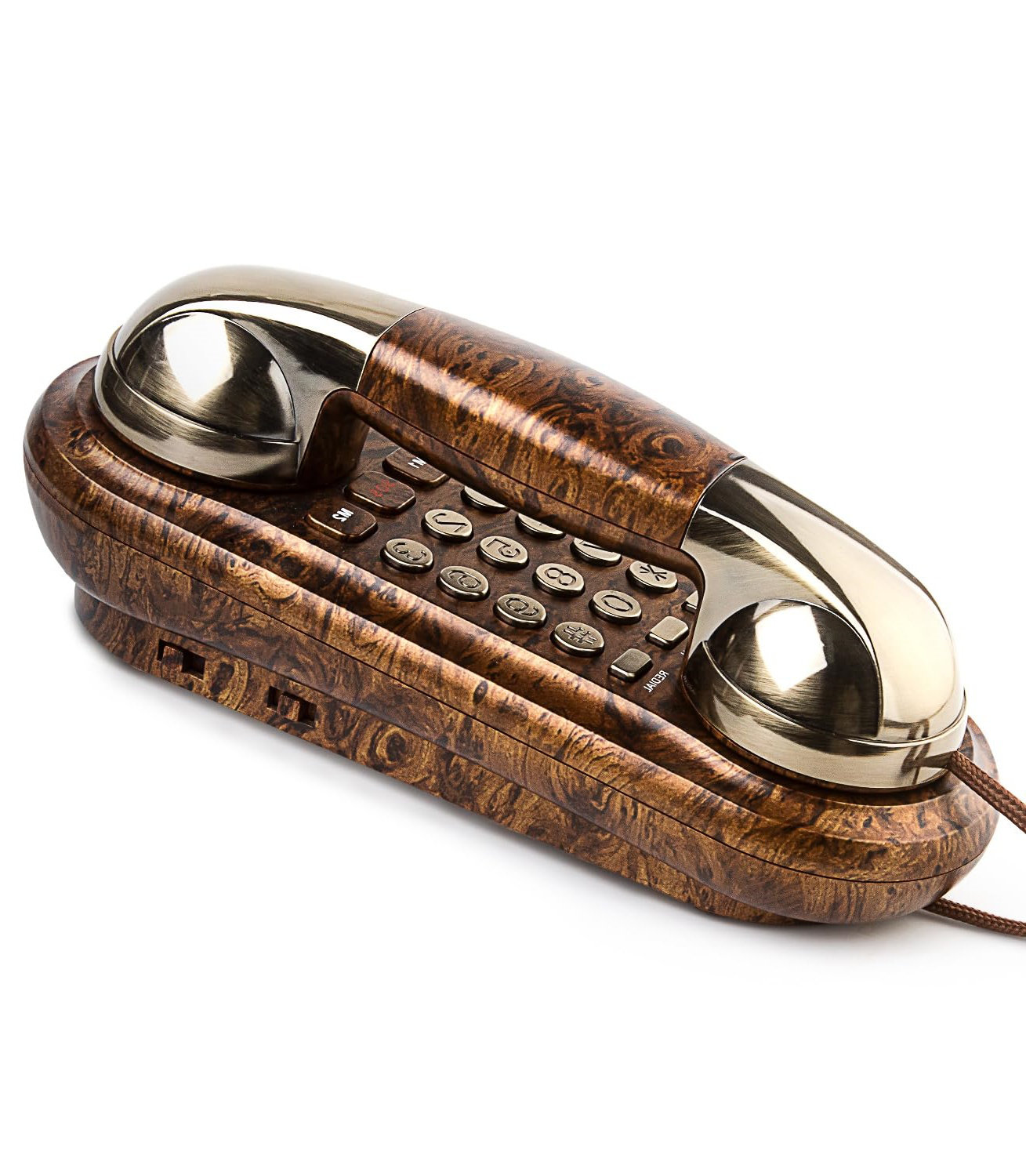 Alcott Hill Vintage Wood Grain Corded Wall Phone with Speed Dial and ...