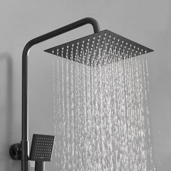 Greenspring Single Handle 2-Spray Wall Bar Shower Kit Rectangular Rain ...