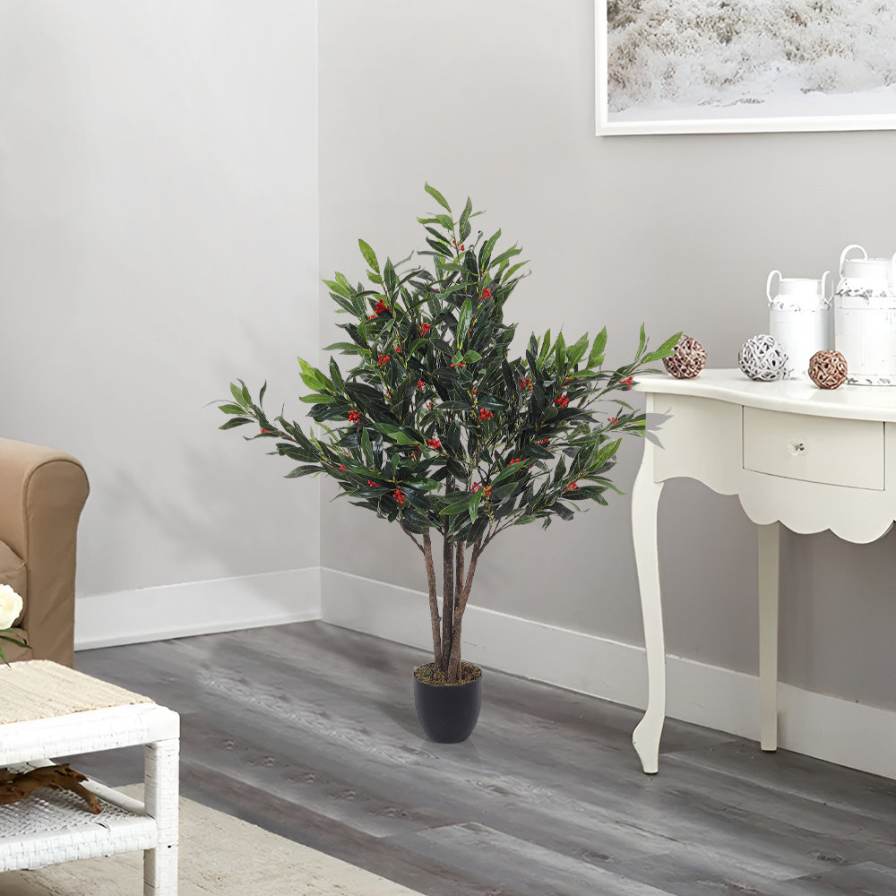 The Seasonal Aisle 120cm Faux Olive Tree Plant in Freestanding ...