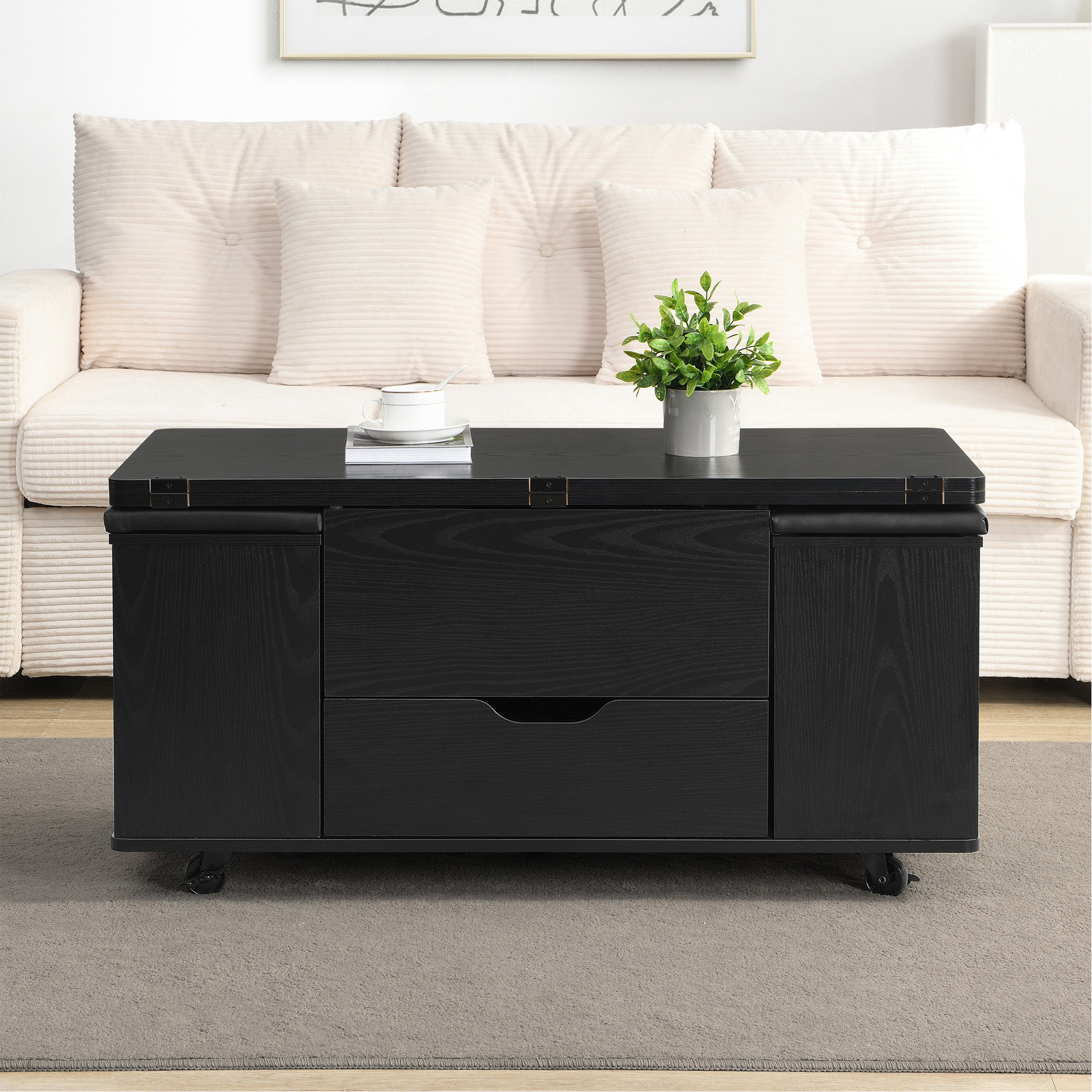 Latitude Run® Multi-Functional Lift-Top Coffee Table With Hidden ...