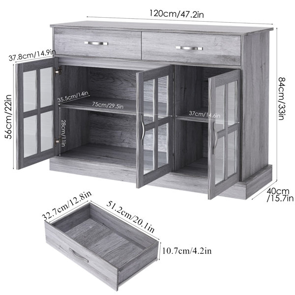 Wade Logan® Atanaska 47.2''W 2 Drawer Sideboard Buffet with Cabinets ...