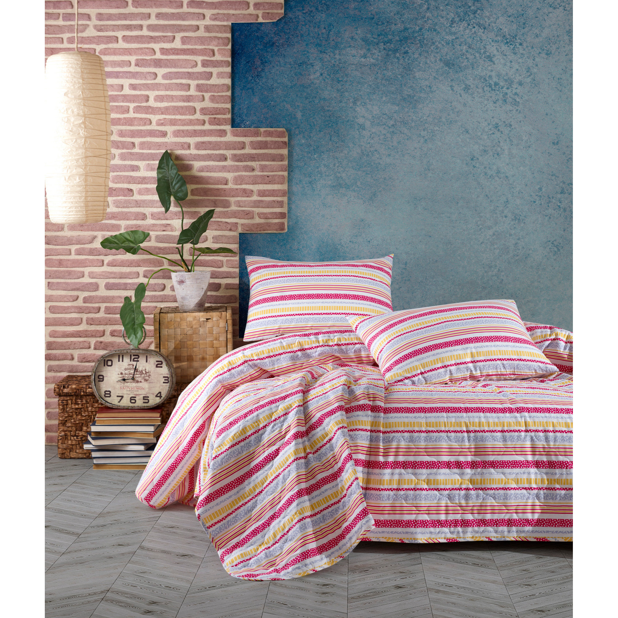 Asir Group INC Dornhoffer Pink/Blue/Yellow 100% Cotton Bedspread Set ...