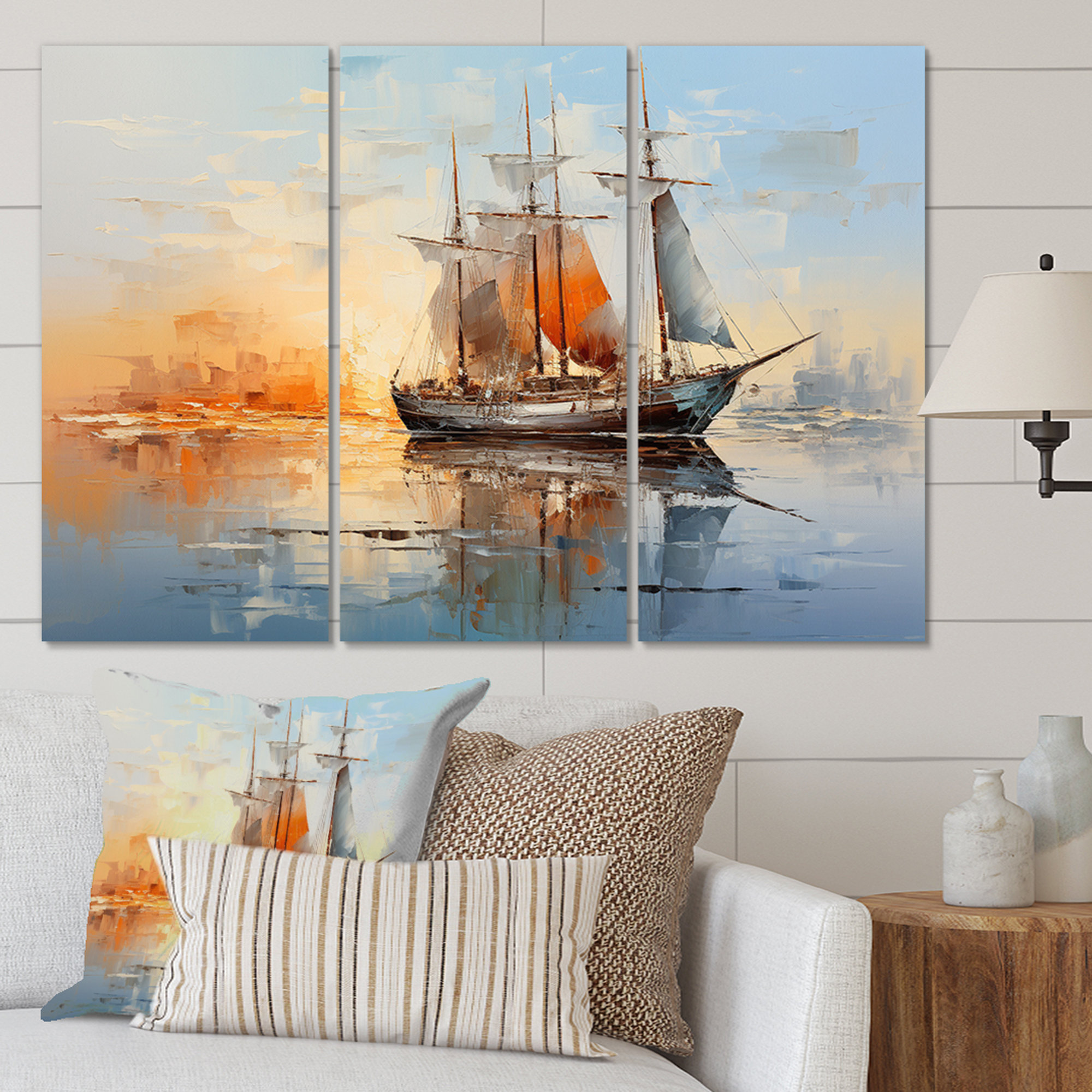 DesignArt Boat Abstract Maritime Symphony IV - Boat Metal Art Print Set ...