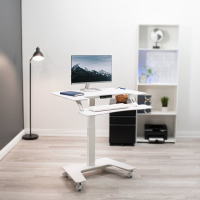 Vivo 36" Electric Mobile Height Adjustable Two Platform Standing Desk ...