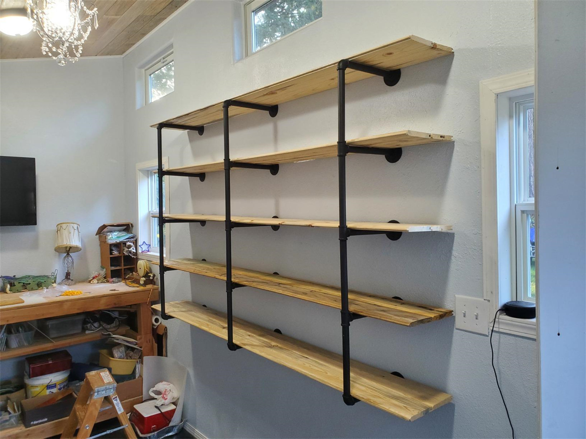 Williston Forge Allisen 4 Tier Farmhouse D.I.Y Iron Pipe Shelf Wall ...