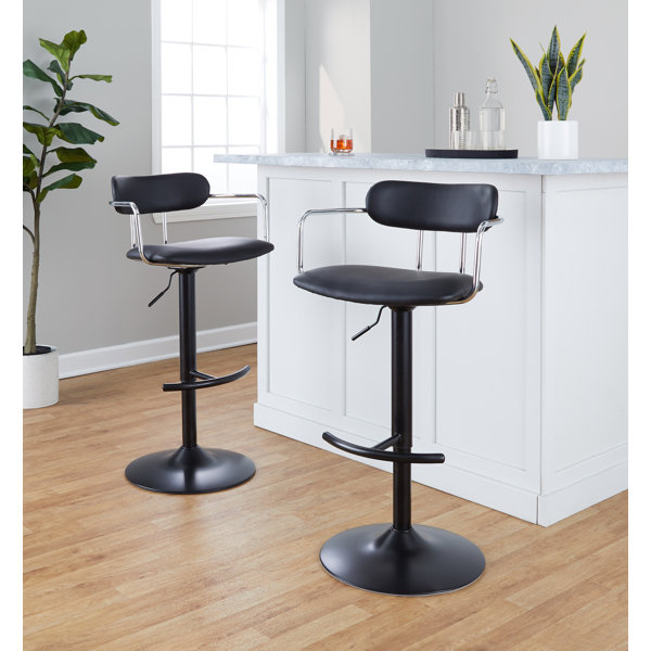 LumiSource Swivel Upholstered Adjustable Height Counter Stool with ...
