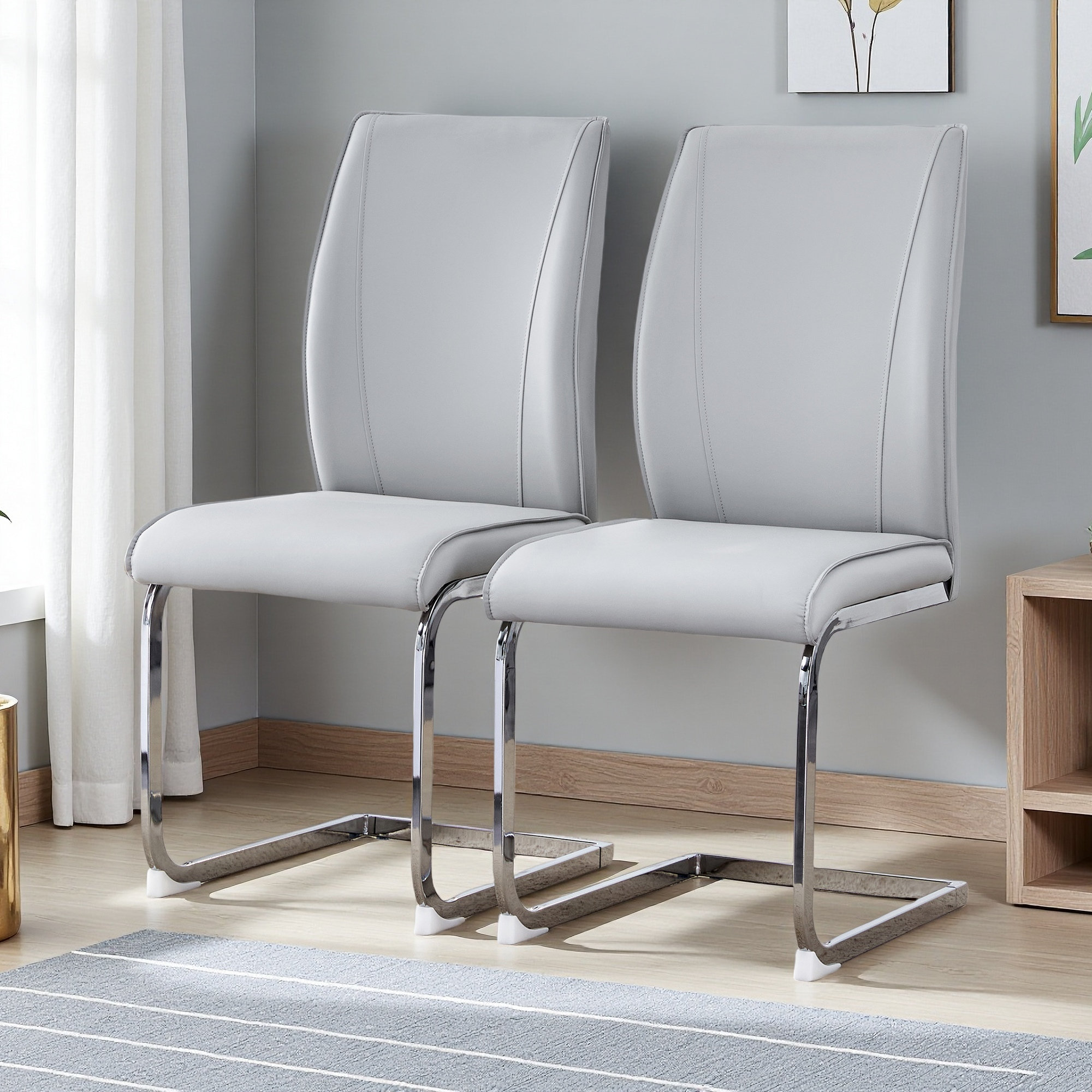 Ivy Bronx Luxury Simple Arch Chair - Set Of 2 White PU Material High ...