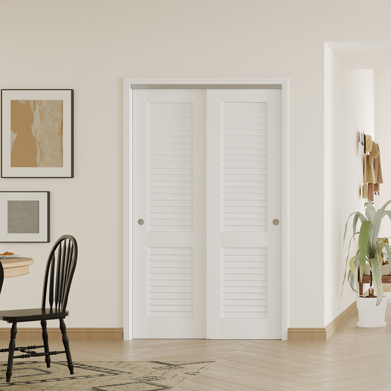DOOOLI 2 MDF Interior Slab Doors with Aluminium Hardware Bypass Sliding ...