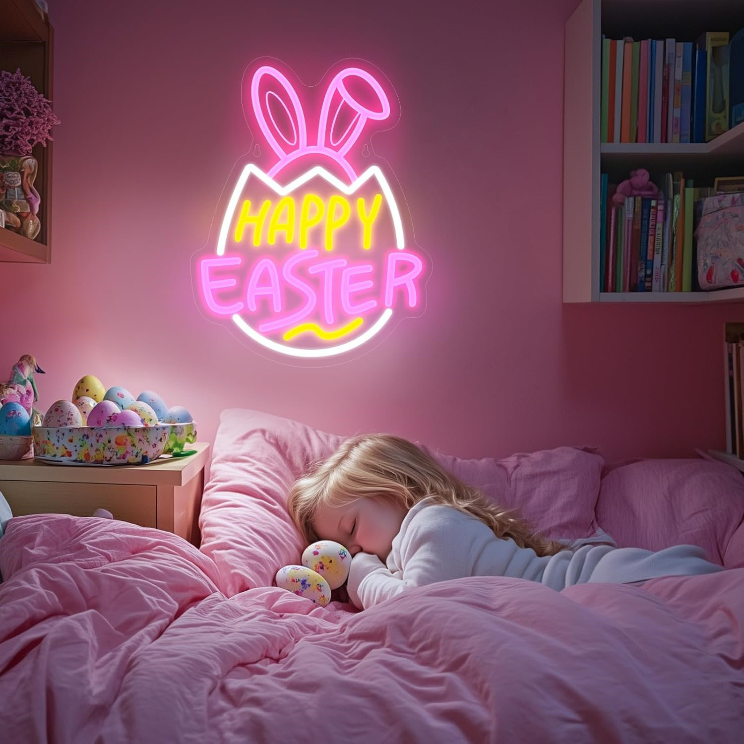 The Holiday Aisle® Happy Easter Neon Sign, LED Bunny Neon Light For ...