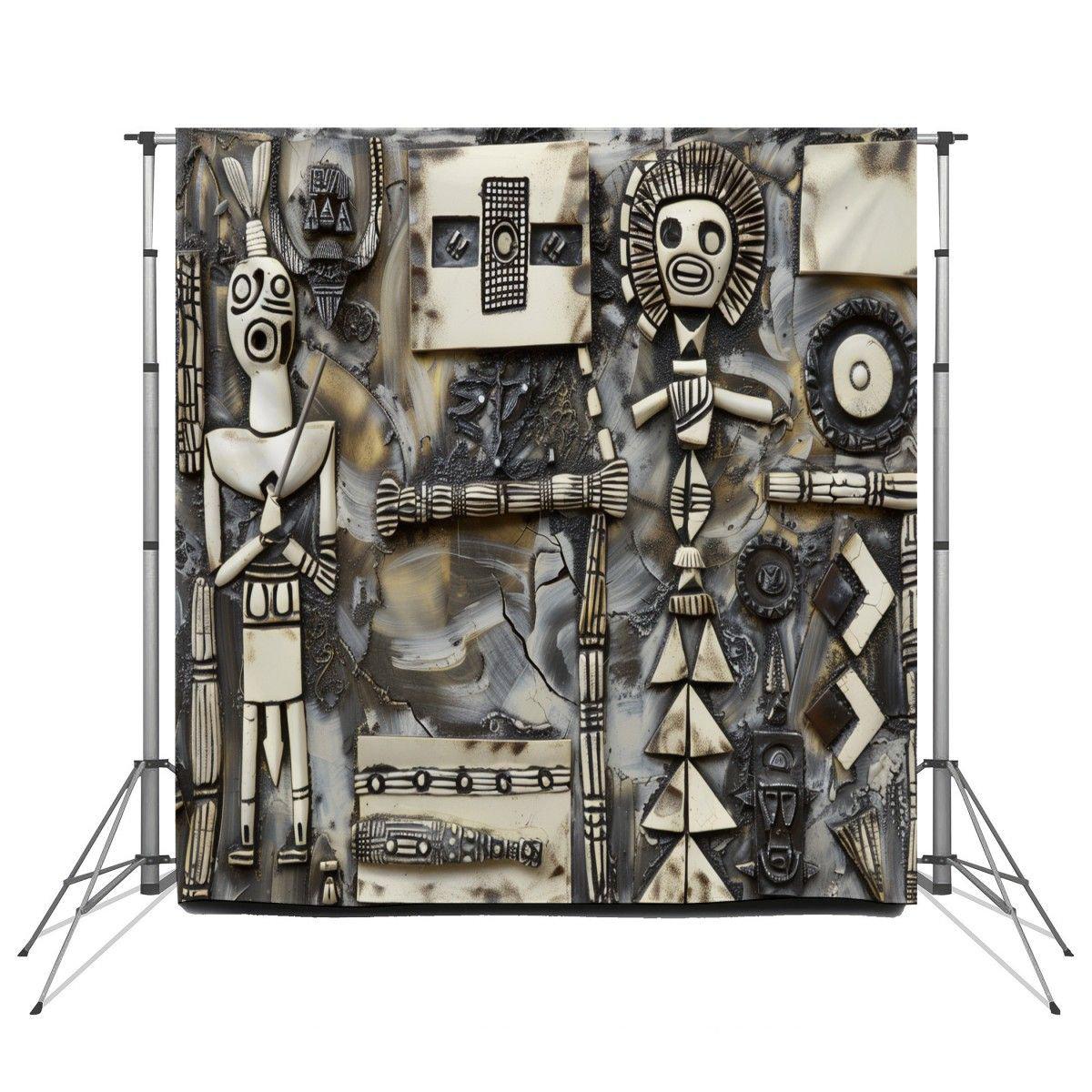 VisionDecor African Motifs Backdrop Cultural Large Tribal Figures Photo ...