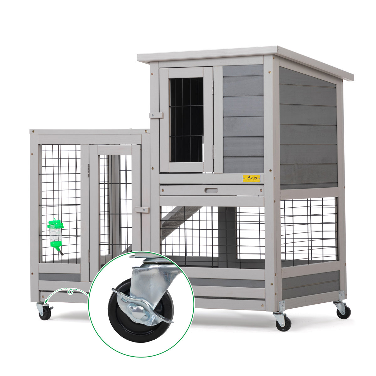 Tucker Murphy Pet™ Ciara-Lee 2-Story Wooden Rabbit Hutch with 4 Wheels ...