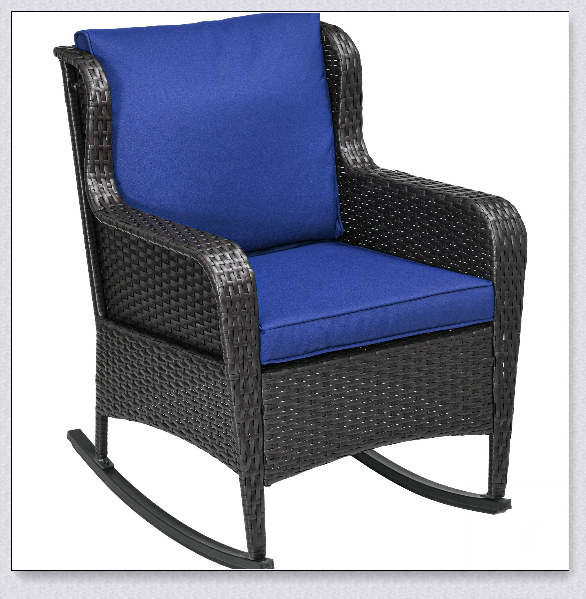 Lark Manor™ Outsunny Outdoor Wicker Rocking Chair with Wide Seat, Thick ...