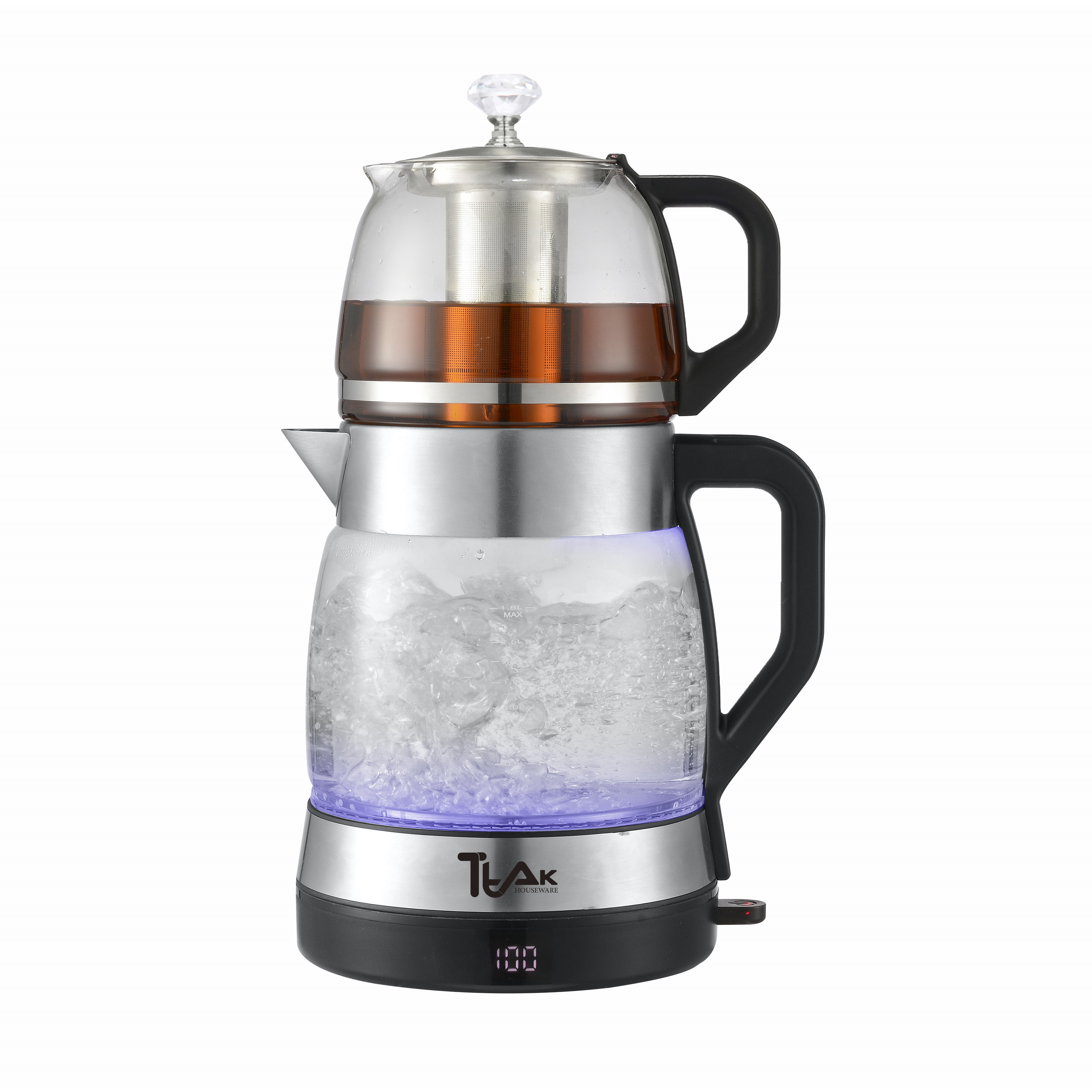 Ttak Houseware Ttak Electric Glass Tea Maker Set With Led Display – 1.8 ...