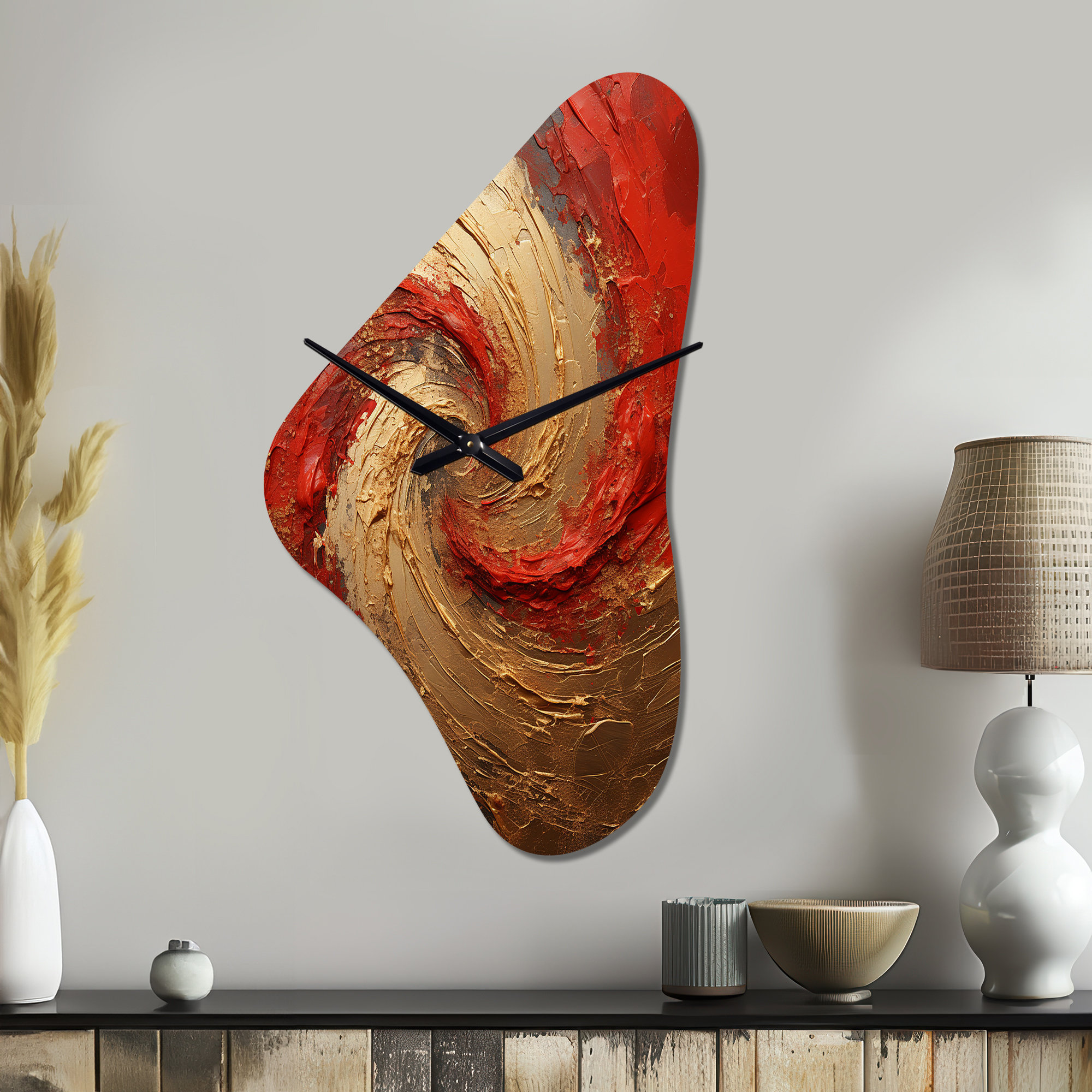 Design Art Red Gold Fusion Spiral - Boomerang Shape Abstract Spirals 3D ...