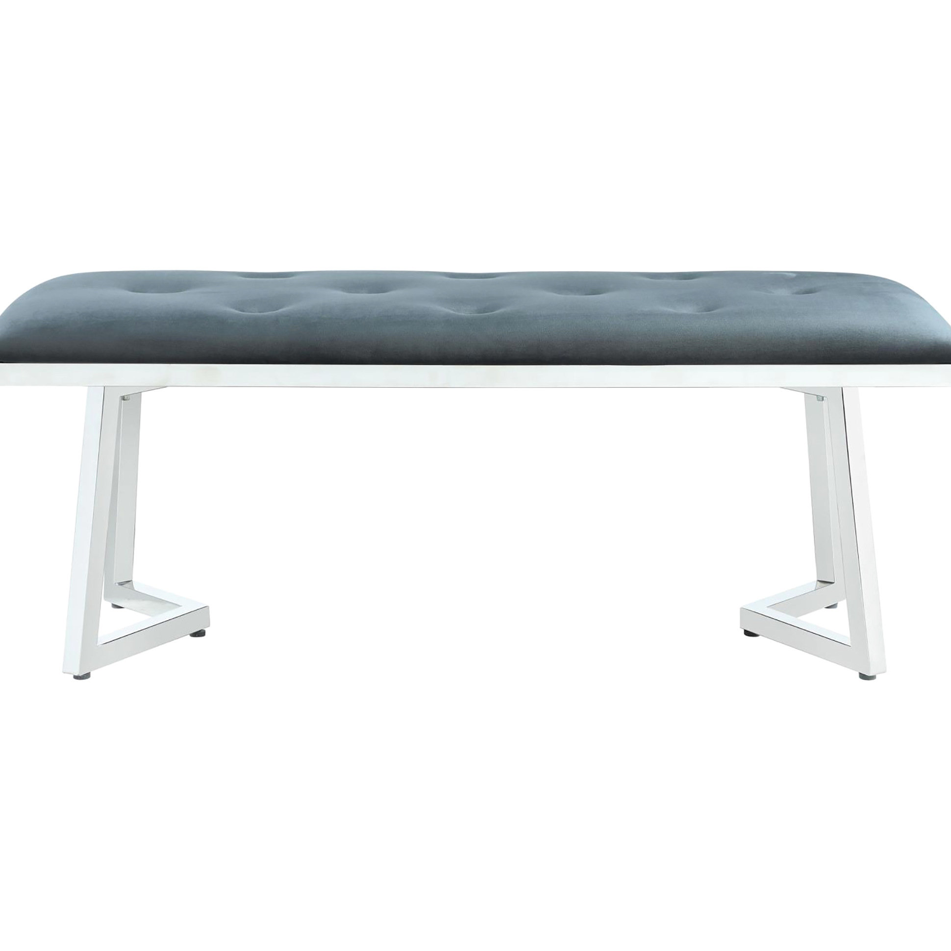 Red Barrel Studio® Modern Dark Grey Velvet Bench With Button- Design ...