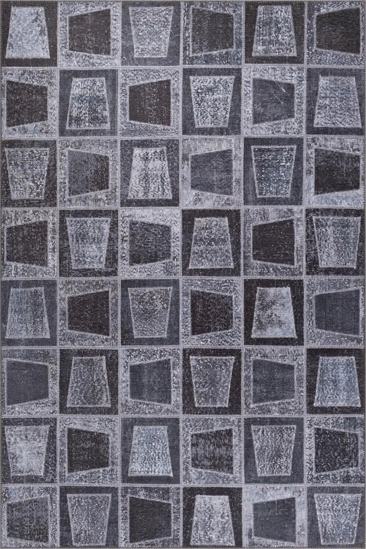 Williston Forge Folk Patchwork Pattern Woven Base Decorative Black Rug ...