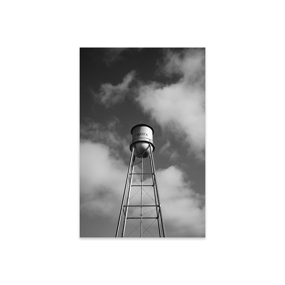 Ebern Designs Monochrome Marfa Water Tower On Plastic / Acrylic Print ...