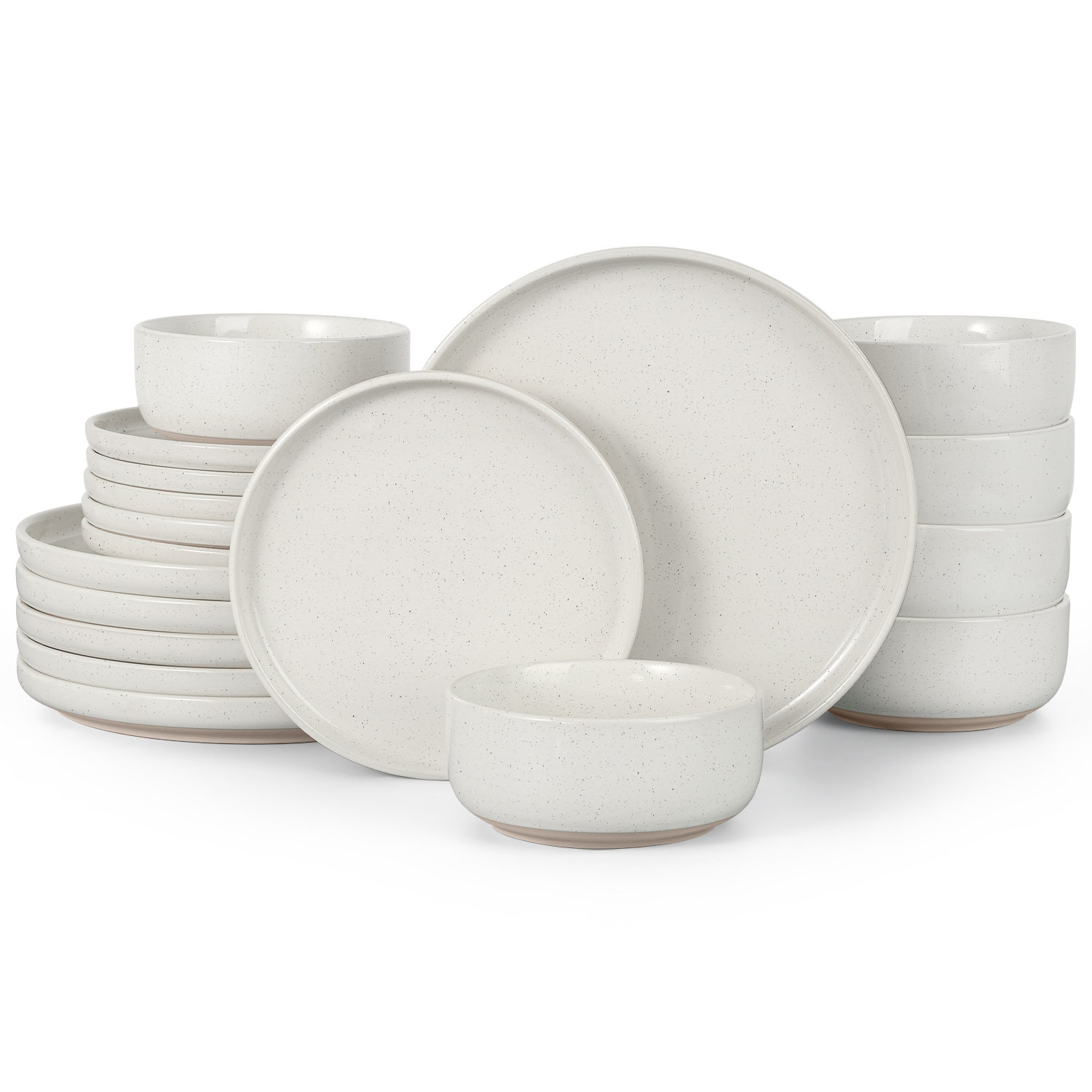 Latitude Run® Stoneware Dinnerware Set, 18 Pieces Plates and Bowls Set ...