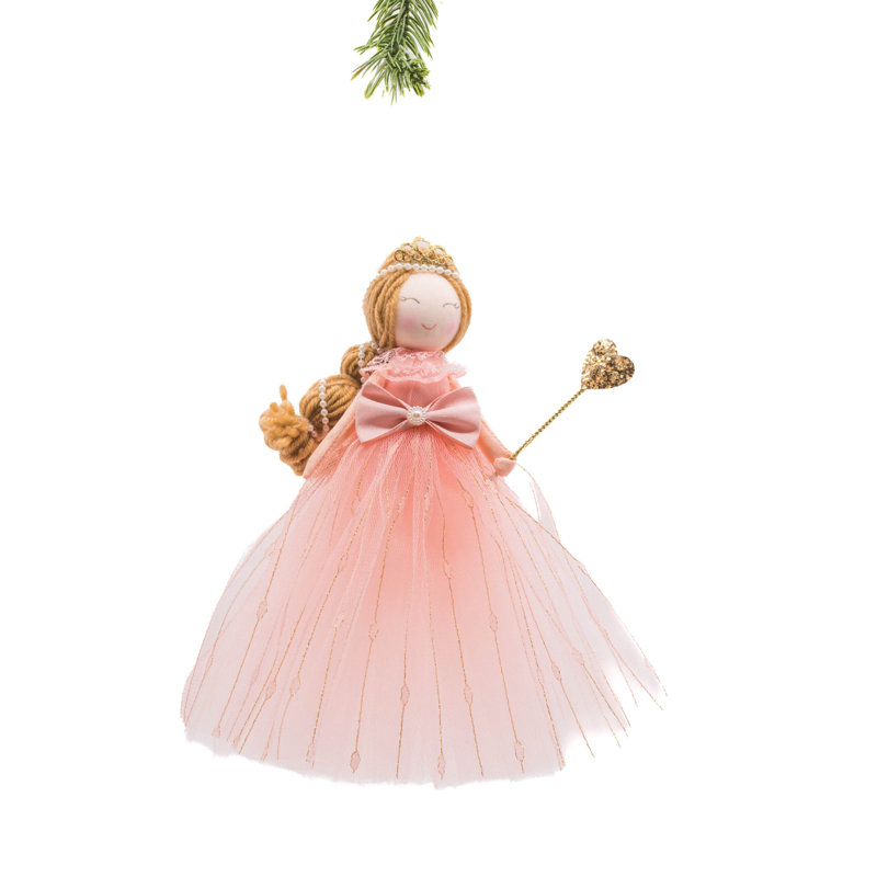The Holiday Aisle® Pink Cloth Hanging Princess Girl with Magic Wand ...