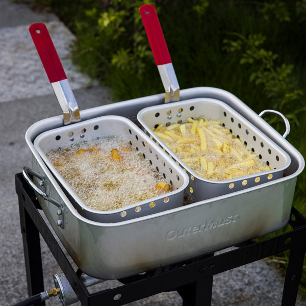 OuterMust Outdoor Propane Rectangular Deep Fryer Kit with 18 qt. Frying ...
