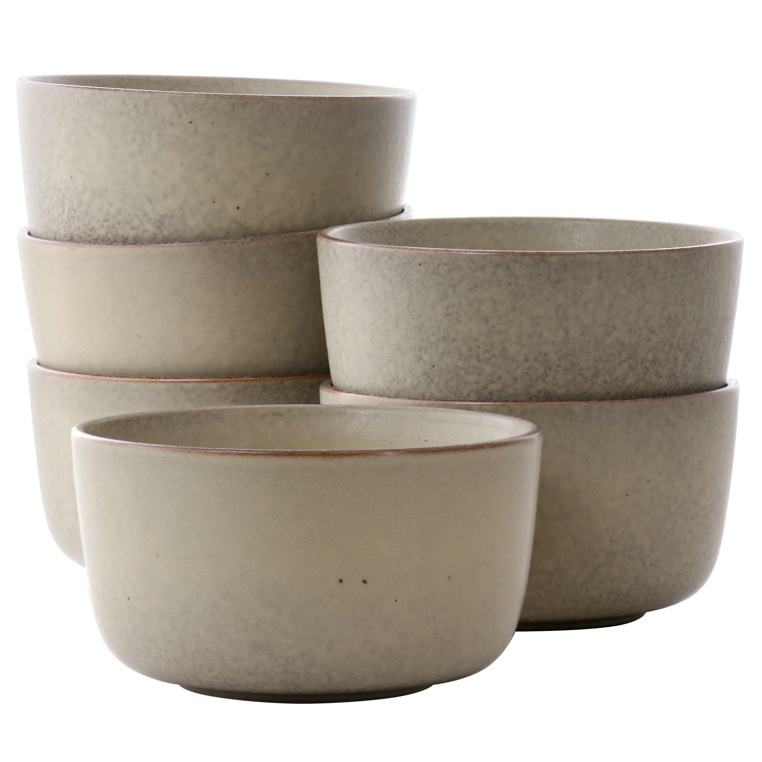 Our Table Landon 6 Piece 5.5 Inch Round Stoneware Bowl Set in Toast ...